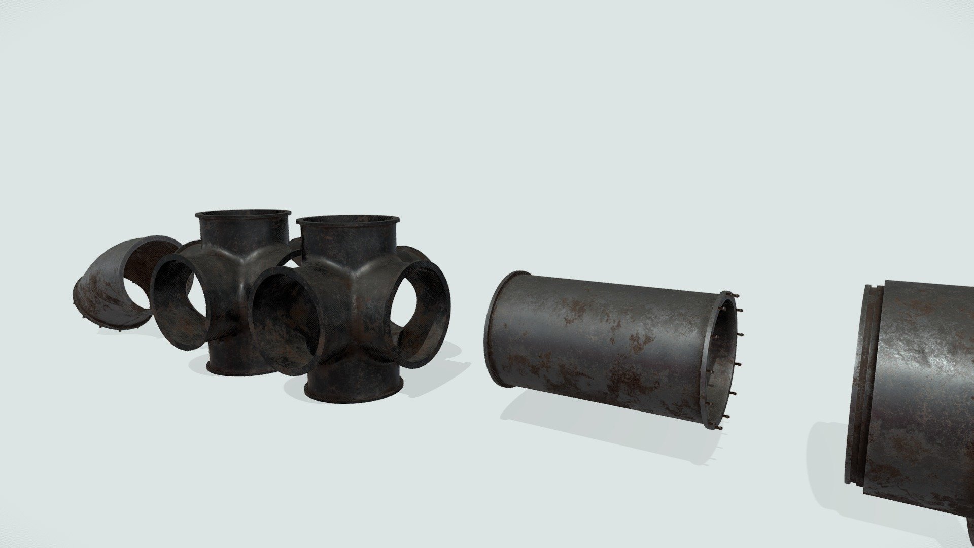 Industrial Set - Modular Pipes (PBR) - Download Free 3D model by Sawyer ...