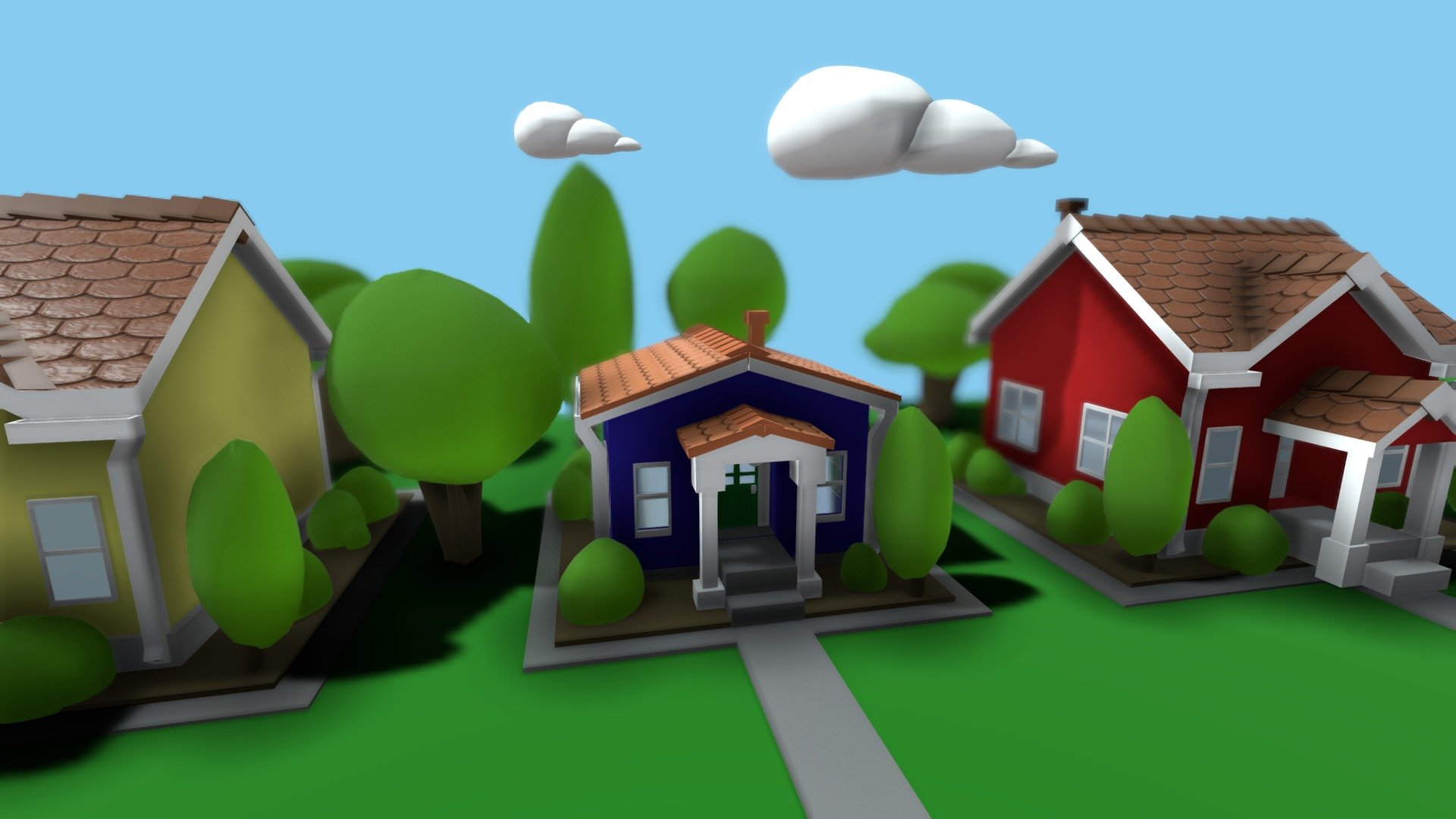 Small houses in a neighborhood with interior - Download Free 3D model ...