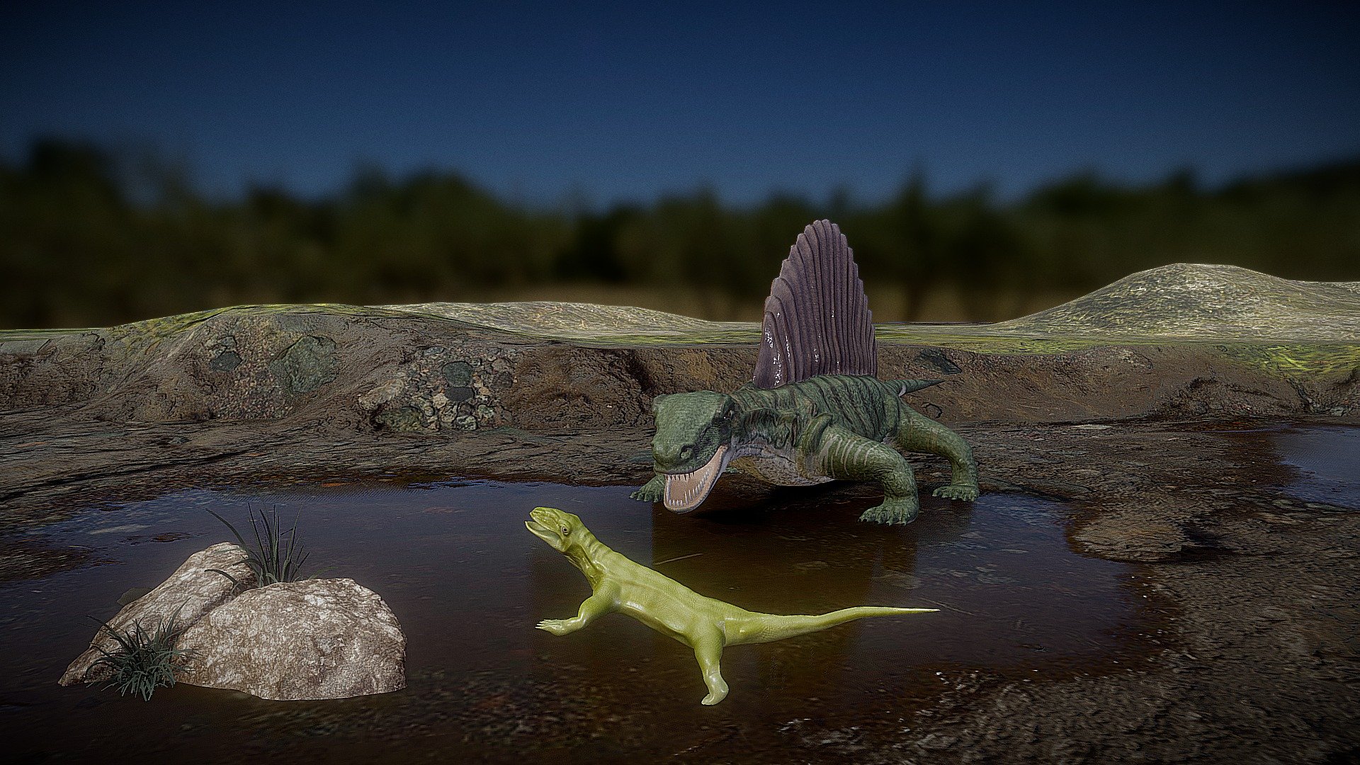 Dimetrodon attack - Download Free 3D model by PAndras (@PusztaiAndras ...