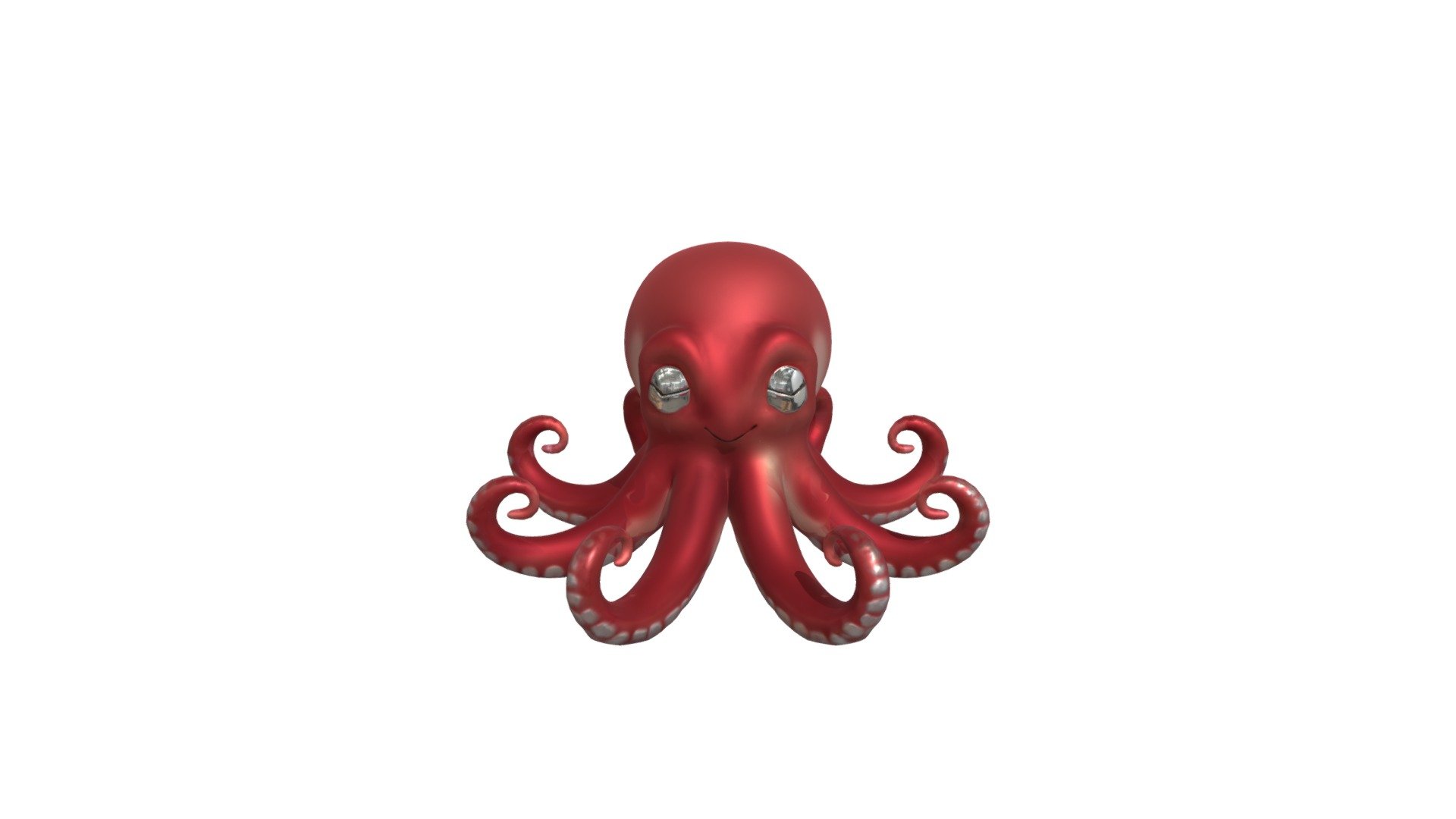 Cartoonish smiling octopus with closed eyes - 3D model by cybtroxy ...