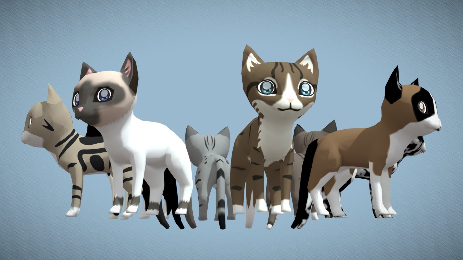 Stylish cute cats - 3D model by MarkoJantti [92045b9] - Sketchfab