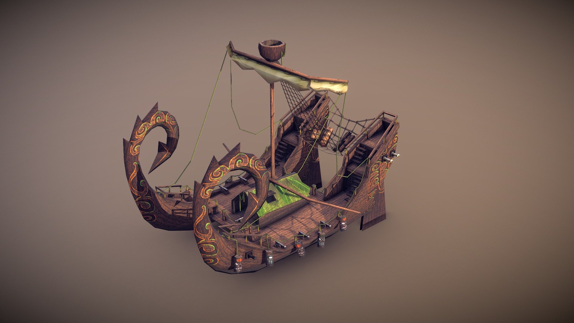 Tiki Ship - LowPoly - Mobile Game Model - 3D model by paulina janzen ...