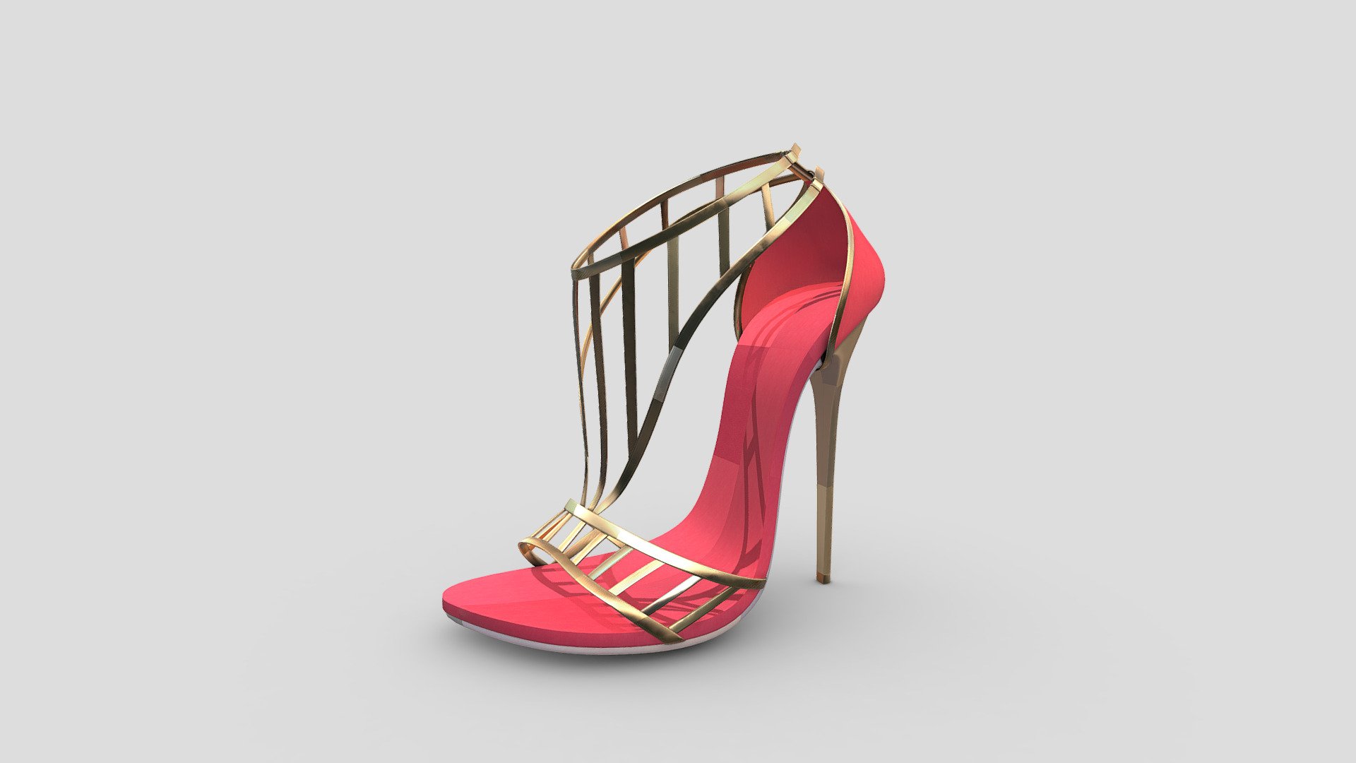 Gold Straps Elegant High Heel Shoes - Buy Royalty Free 3D model by 3dia ...