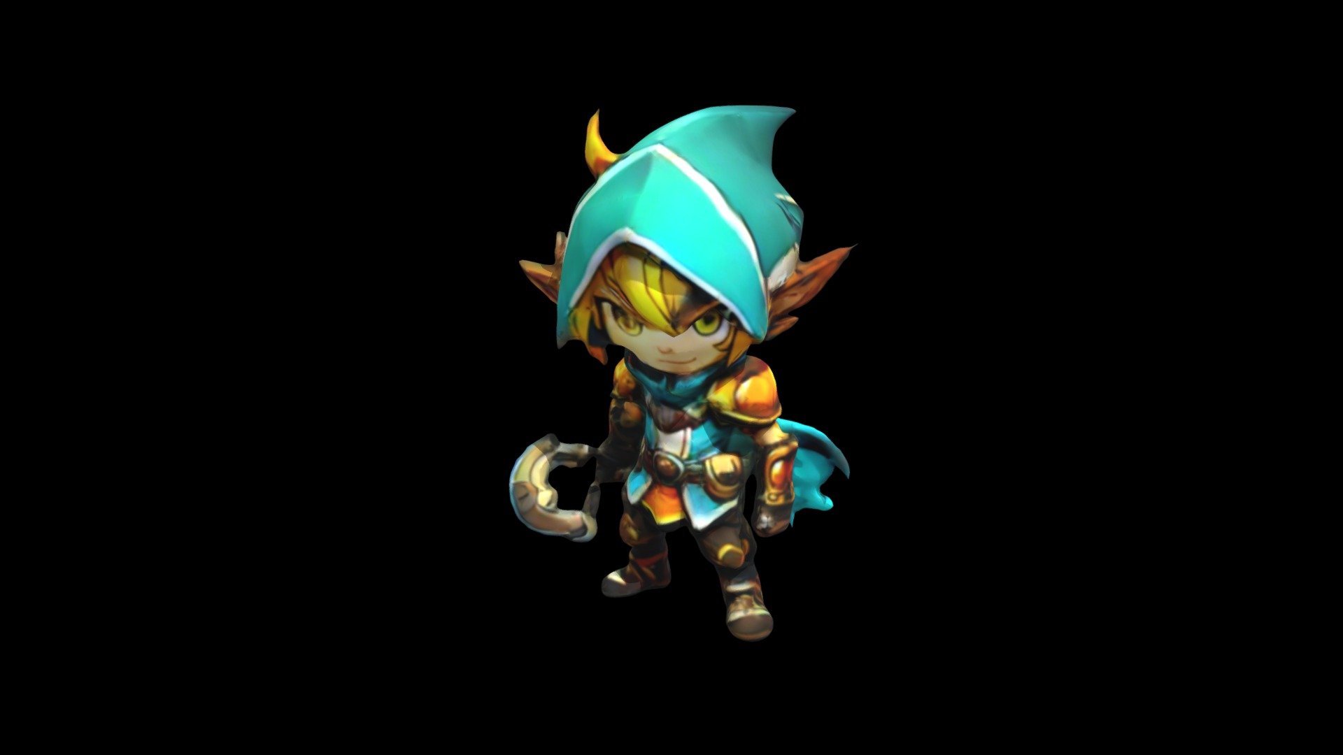 a cartoon character is wearing a blue hood an - Download Free 3D model ...