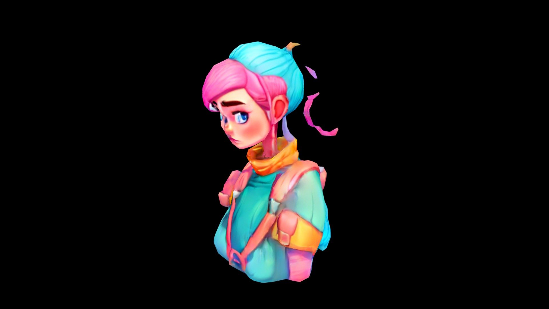 "Cartoon Human Body with Pink Hair and Eyebrows" - Download Free 3D ...