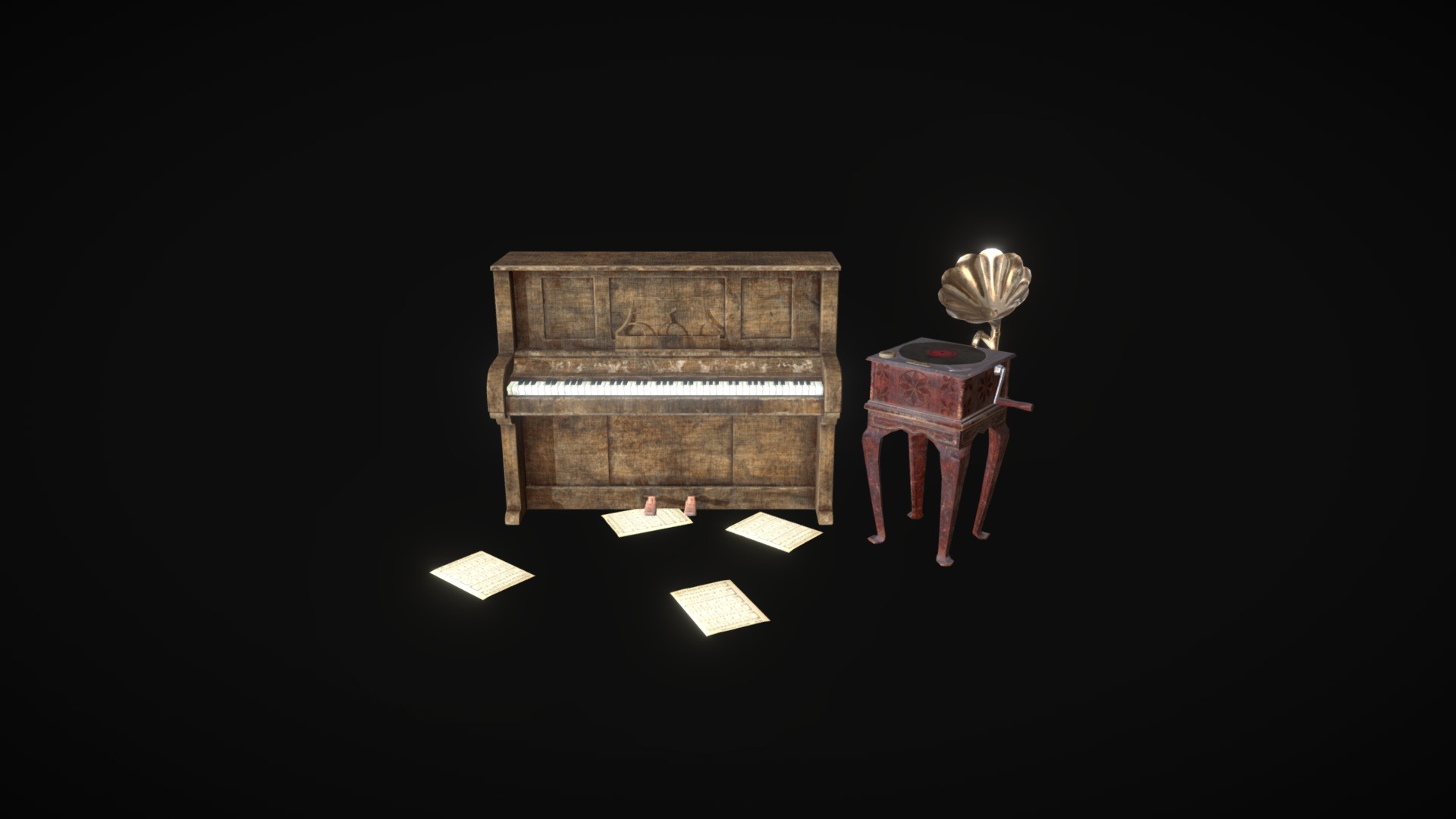 piano and music player - 3D model by CvO [9285a3a] - Sketchfab
