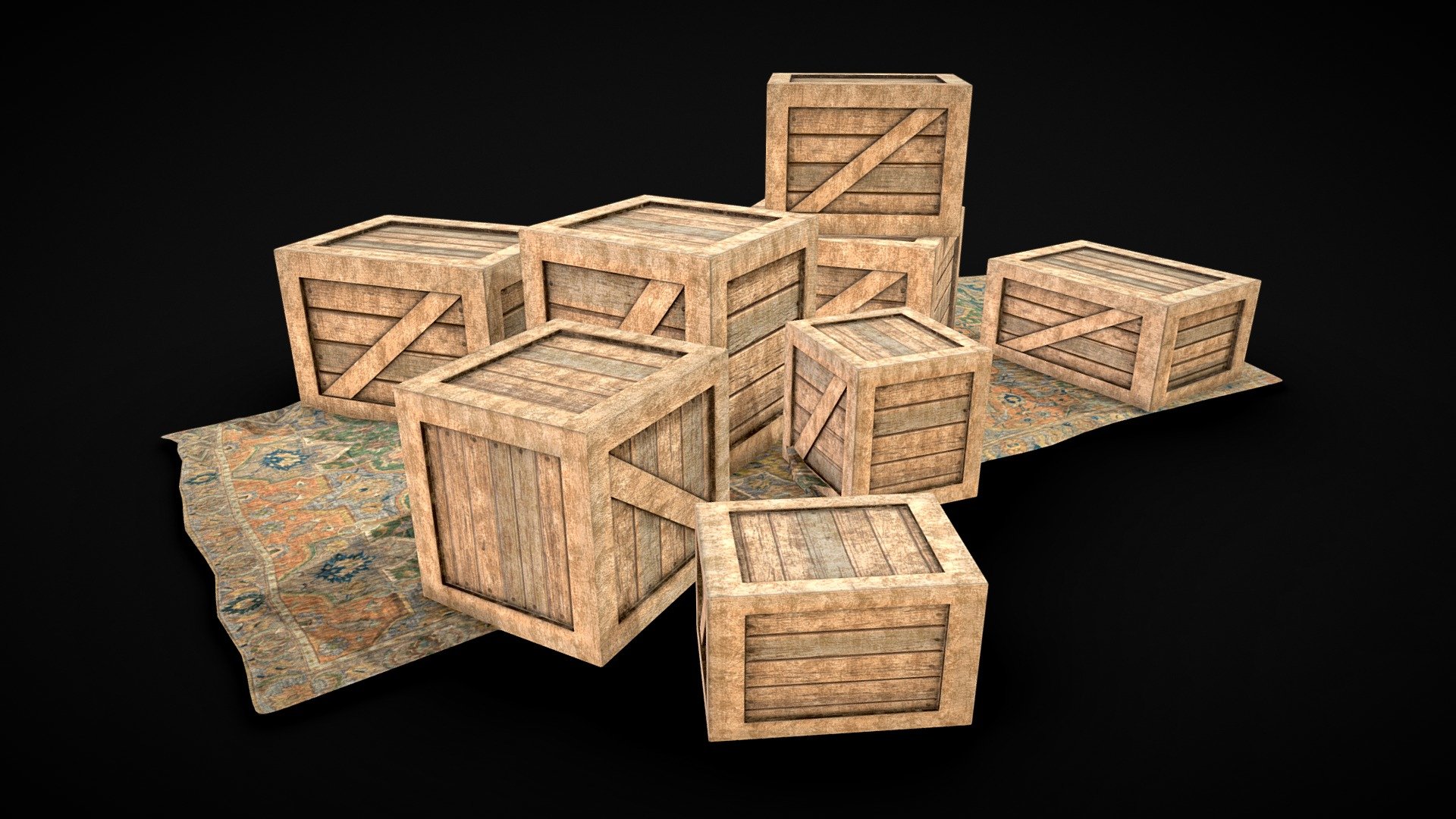 Medieval Market/ Rug and Crates - Download Free 3D model by Neslihan ...