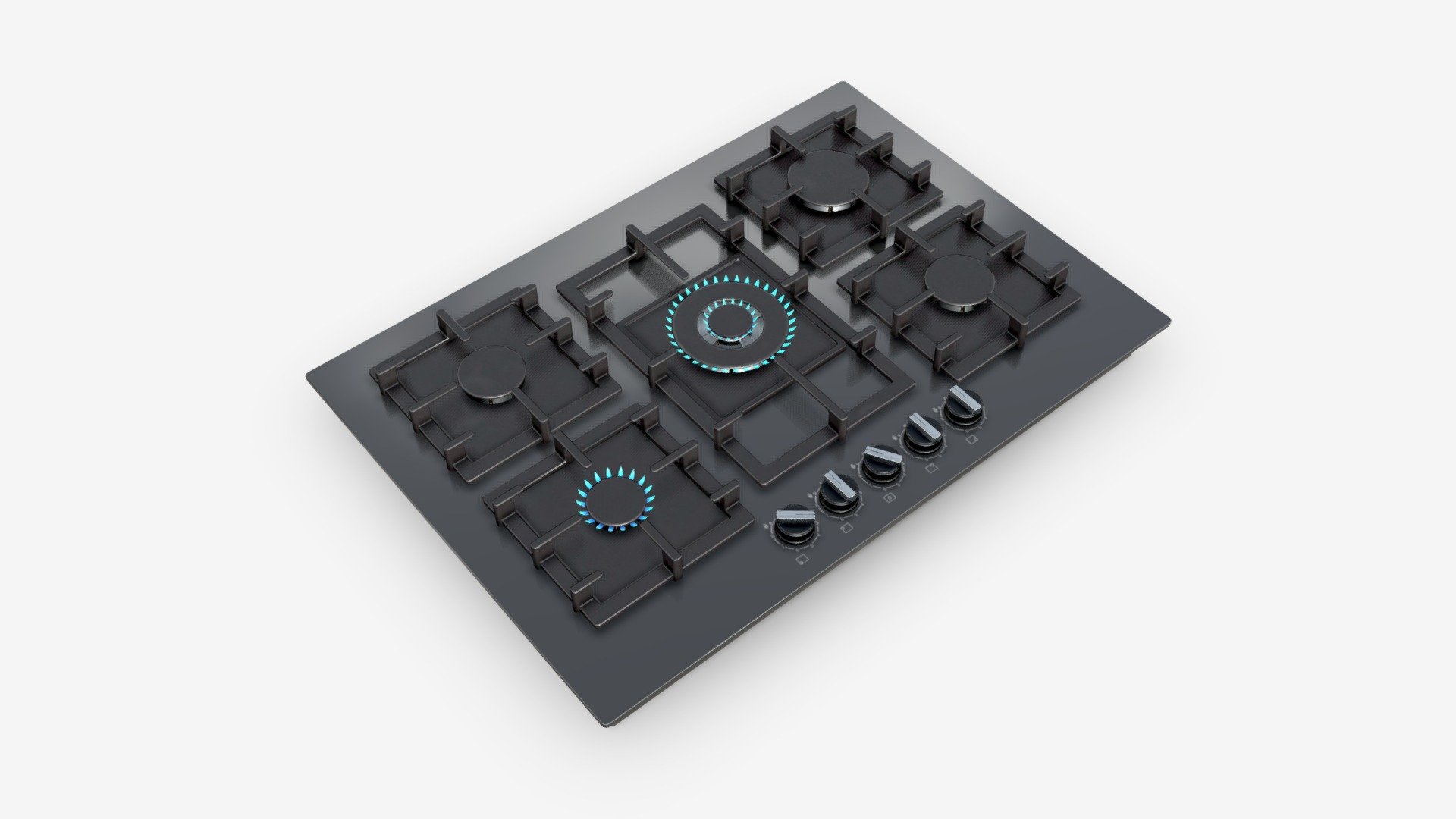 Gas Hob 5 Burners Glass Black - Buy Royalty Free 3D model by HQ3DMOD ...