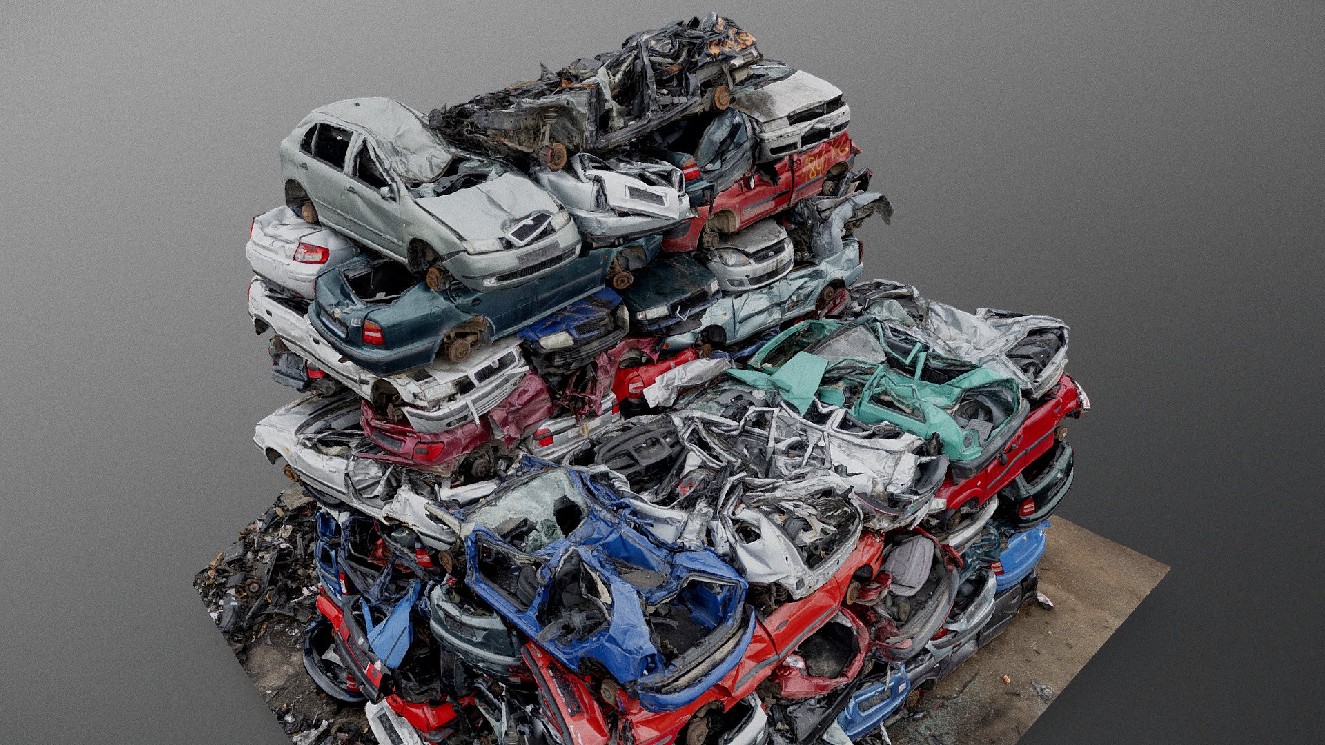 Cars junkyard scrapyard tower - 3D model by matousekfoto [92b24a1 ...