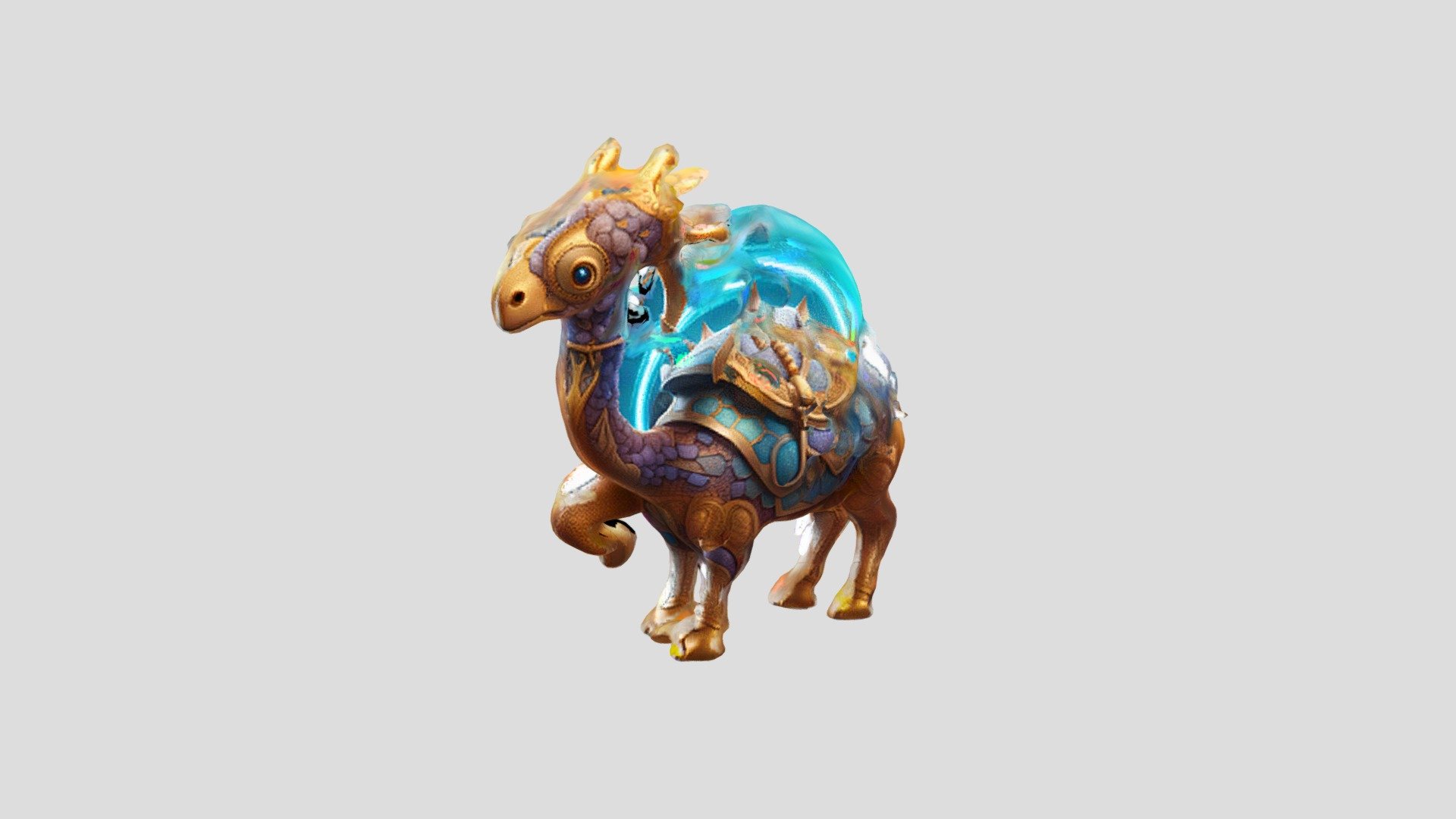 Blue and Gold Camel Statue A blue and gold ca - Download Free 3D model ...