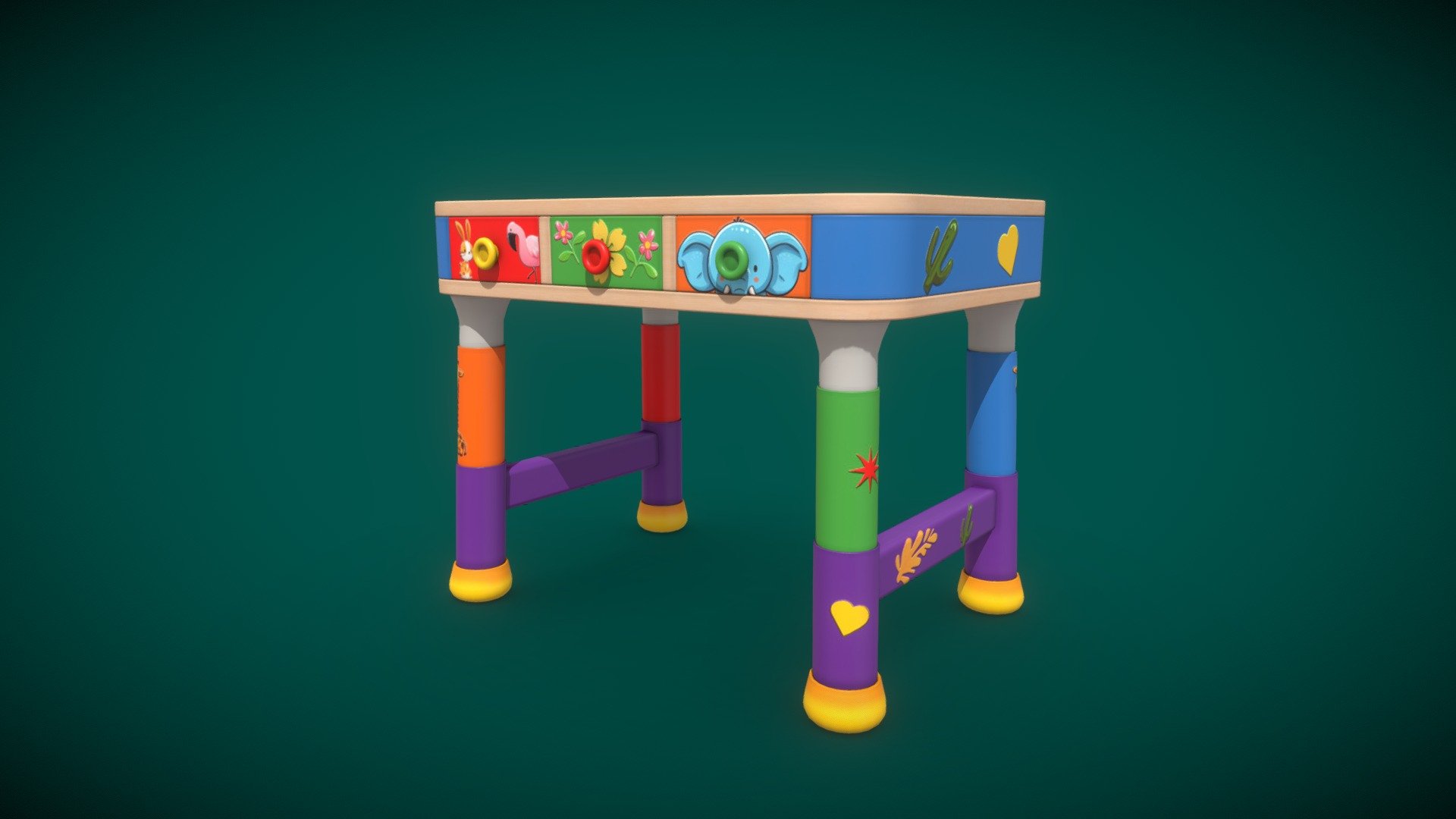 Kids Study Table Low Poly - 3D model by Blue (@p.jitendra1893) [92fb309 ...