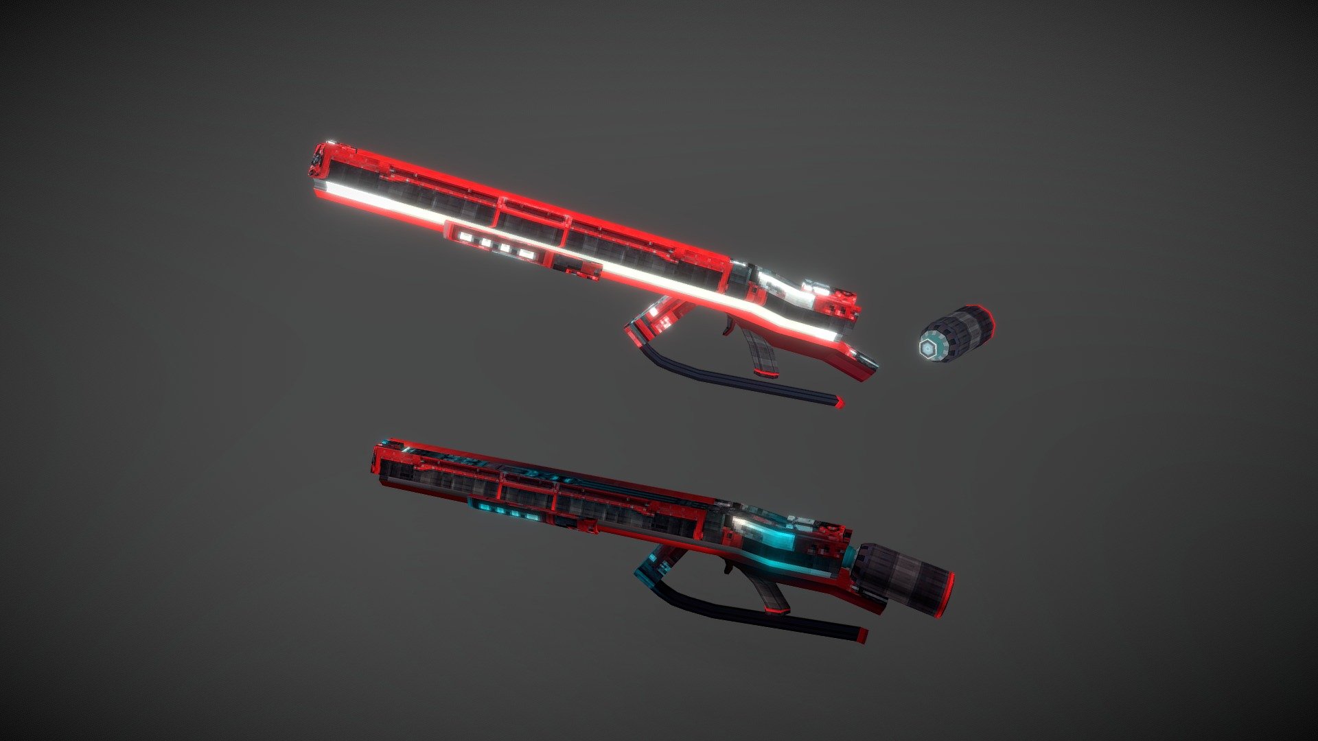 Retro lowpoly railgun - 3D model by Theon [930d9df] - Sketchfab