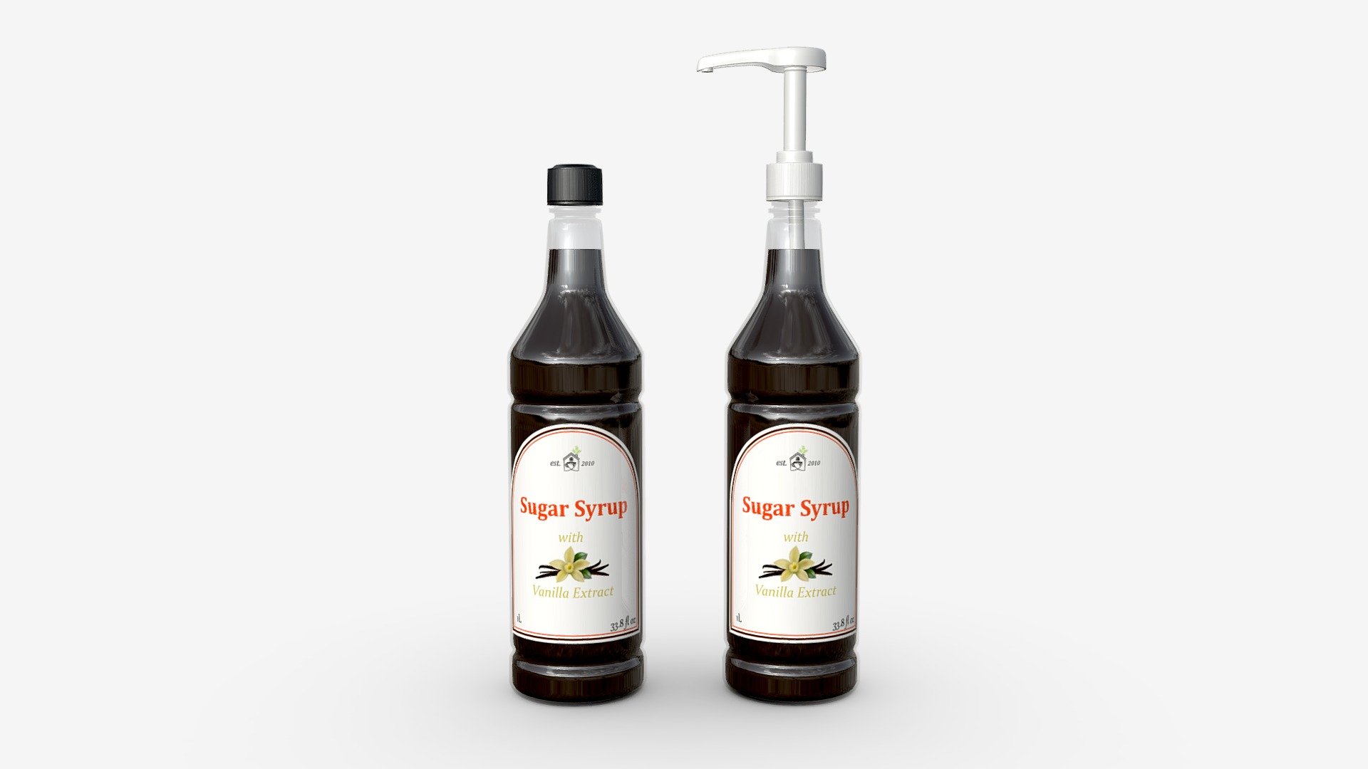 Coffee flavor syrup bottle with pump - Buy Royalty Free 3D model by ...