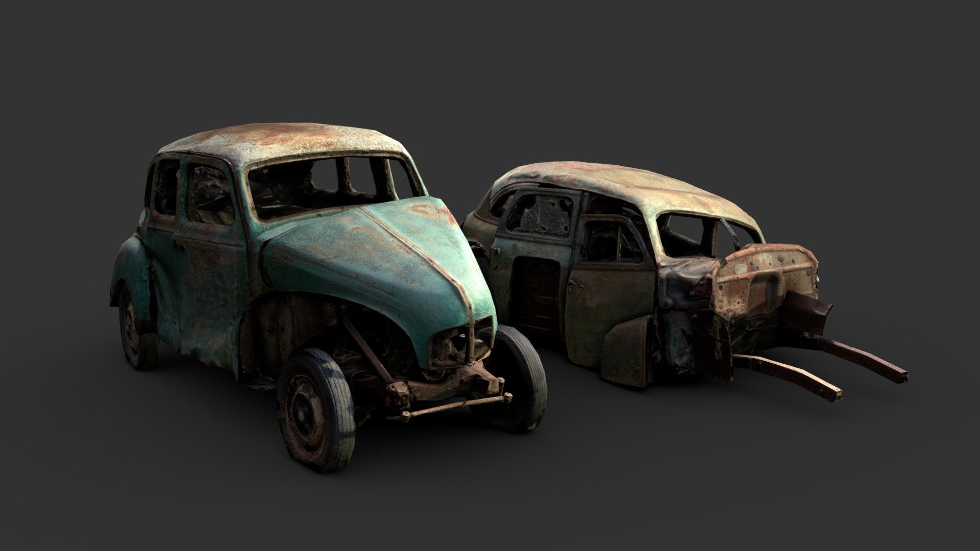 Two Ruined Cars - 3D model by Renafox (@kryik1023) [9325159] - Sketchfab