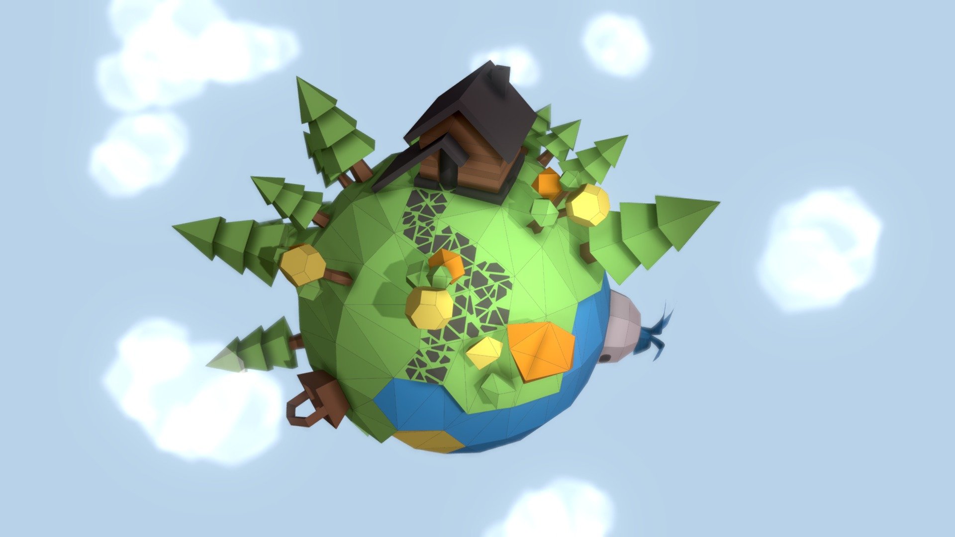 Lowpoly cartoon planet - 3D model by PAPERstuff (@Vitaly..Voronov ...