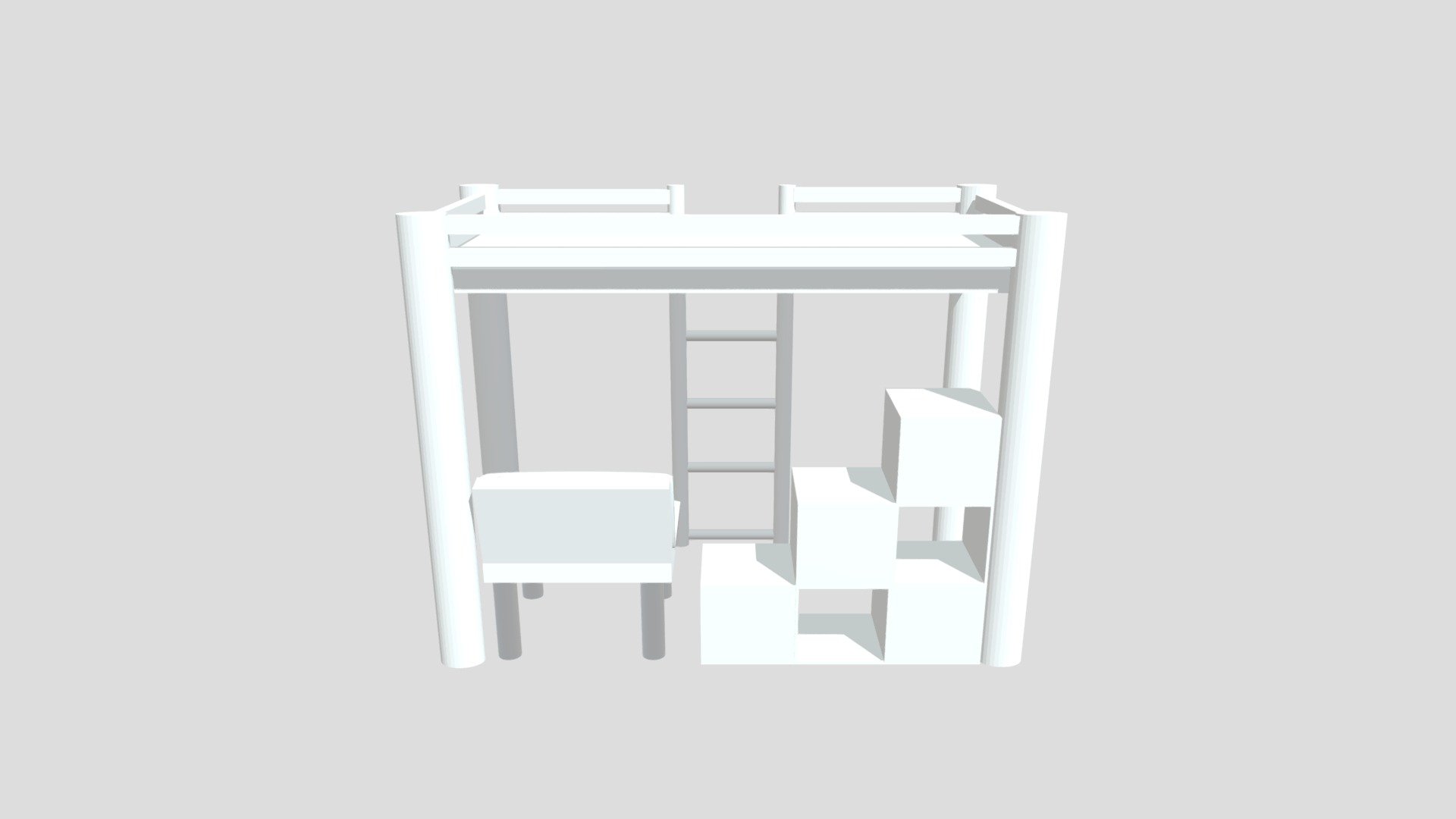 Bed With Cupboards And Chair - Download Free 3D model by xJDHNx ...