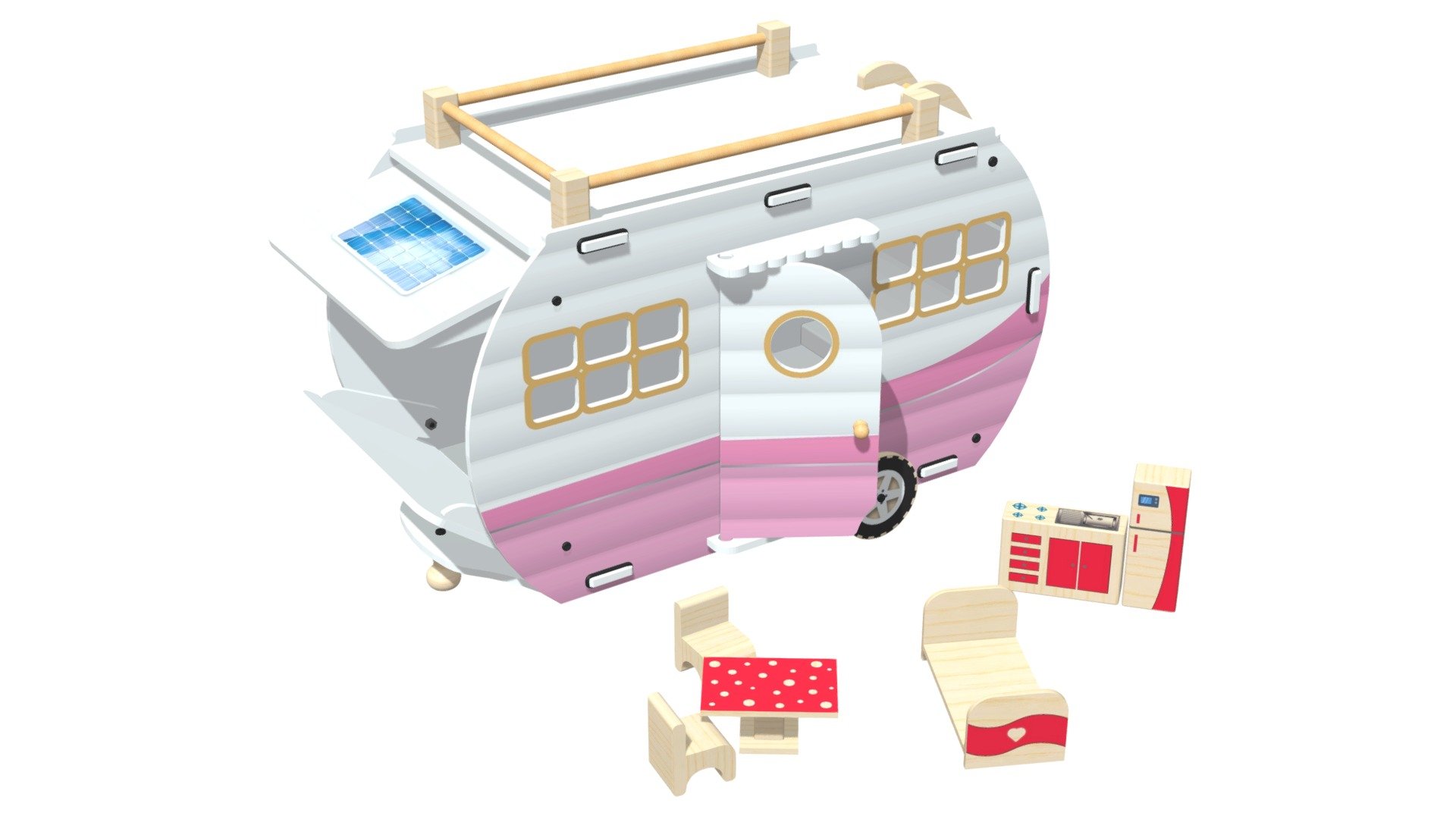 Wooden Toy Caravan Pink - 3D model by İhsan Yiğit Demirel (@yigit ...