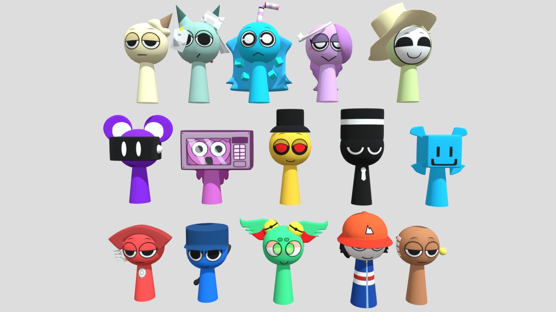 Sprunki Pack OC 15 Characters Main & Bonus - 3D model by NeurShop ...