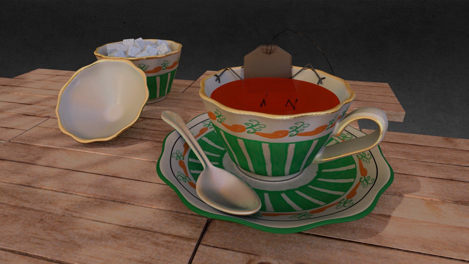 Afternoon Tea - 3D model by zackrabbit [9350788] - Sketchfab
