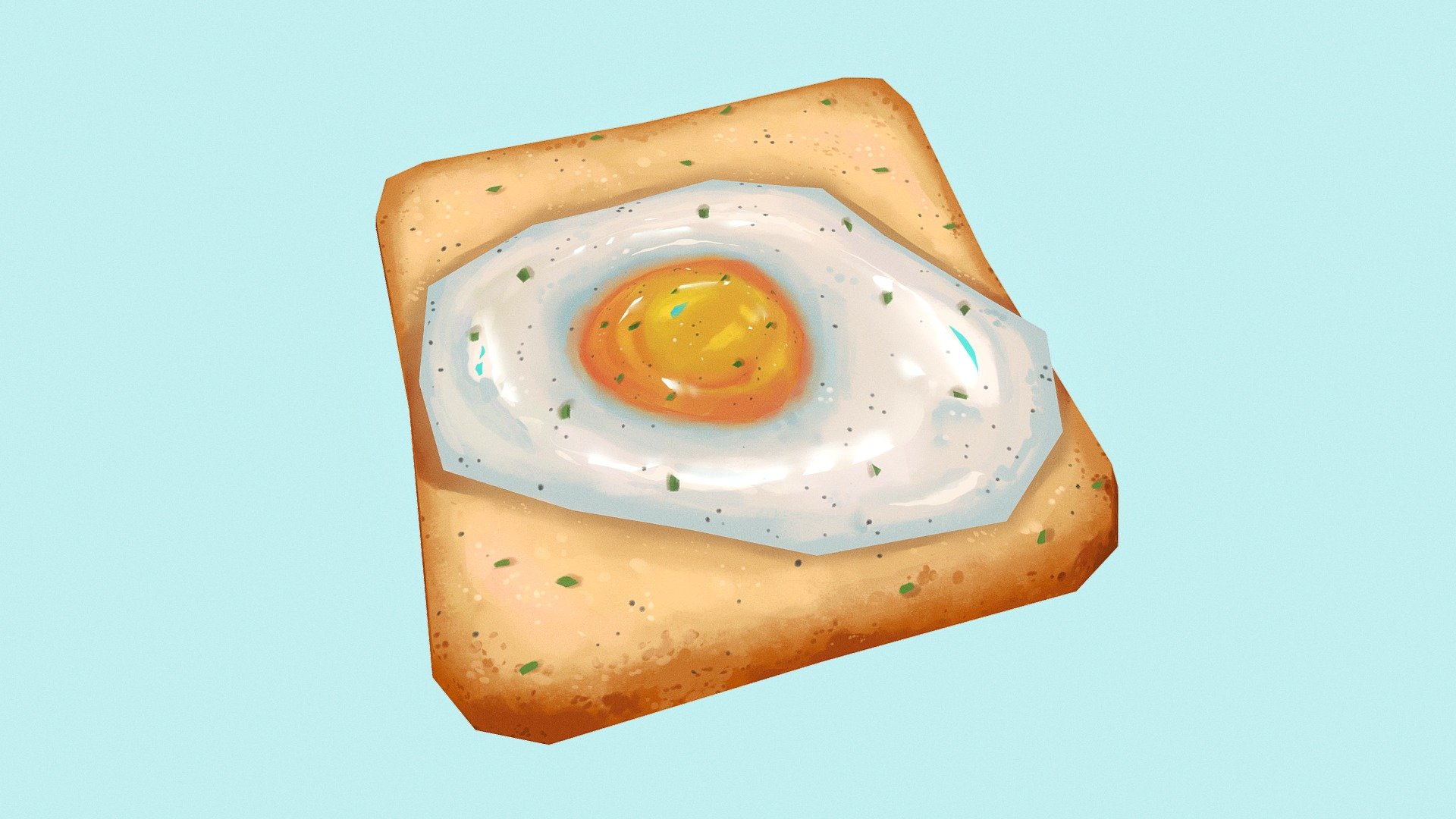 Stylized Egg Toast - 3D model by Skipper (@skip4d) [936b695] - Sketchfab