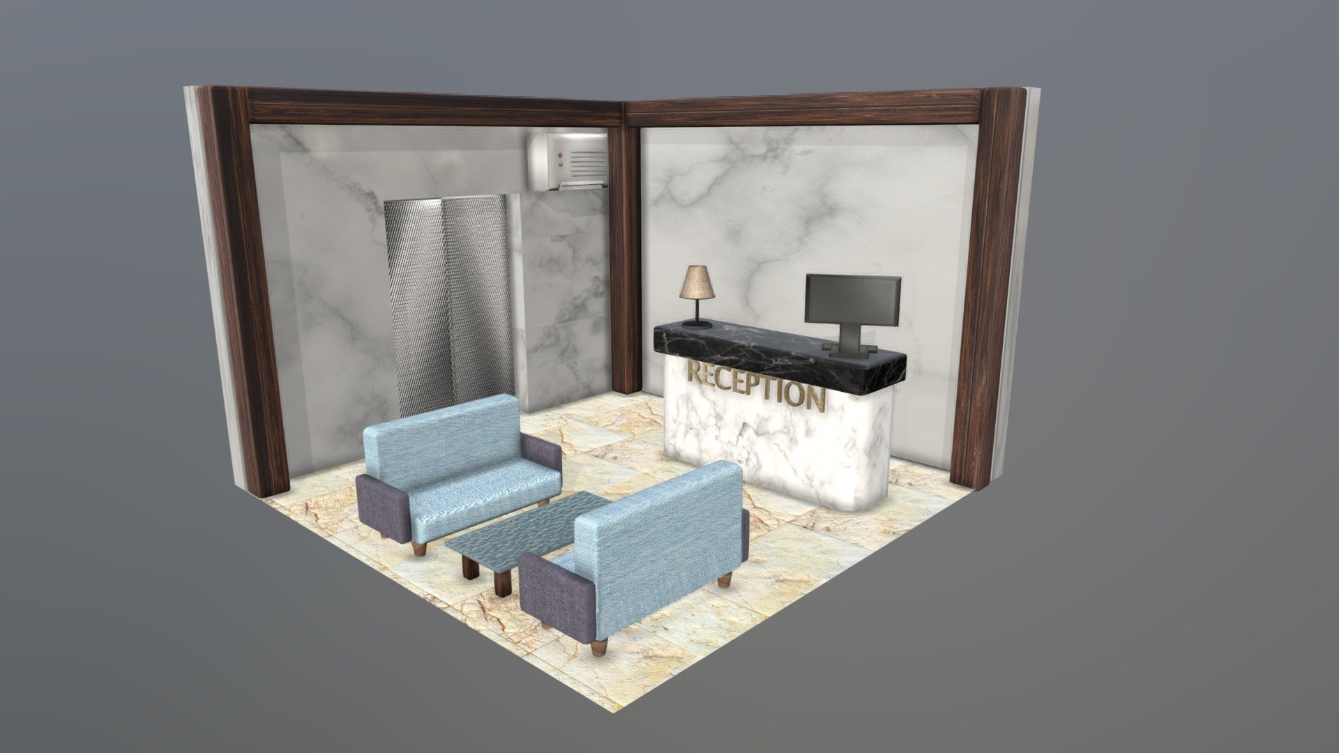Hotel Reception Desk Diorama - 3D model by Luke Pelaez (@lukip28 ...