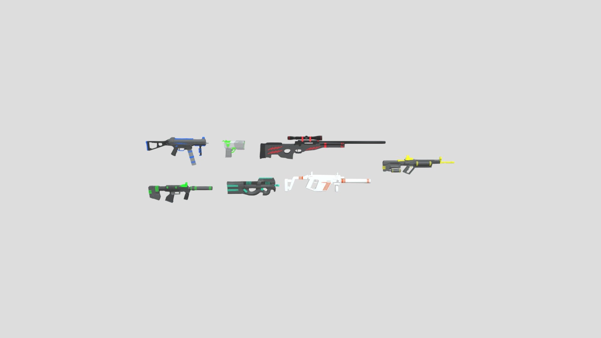 Sci-fi neon guns - Download Free 3D model by eldezaki (@indoeditor7 ...