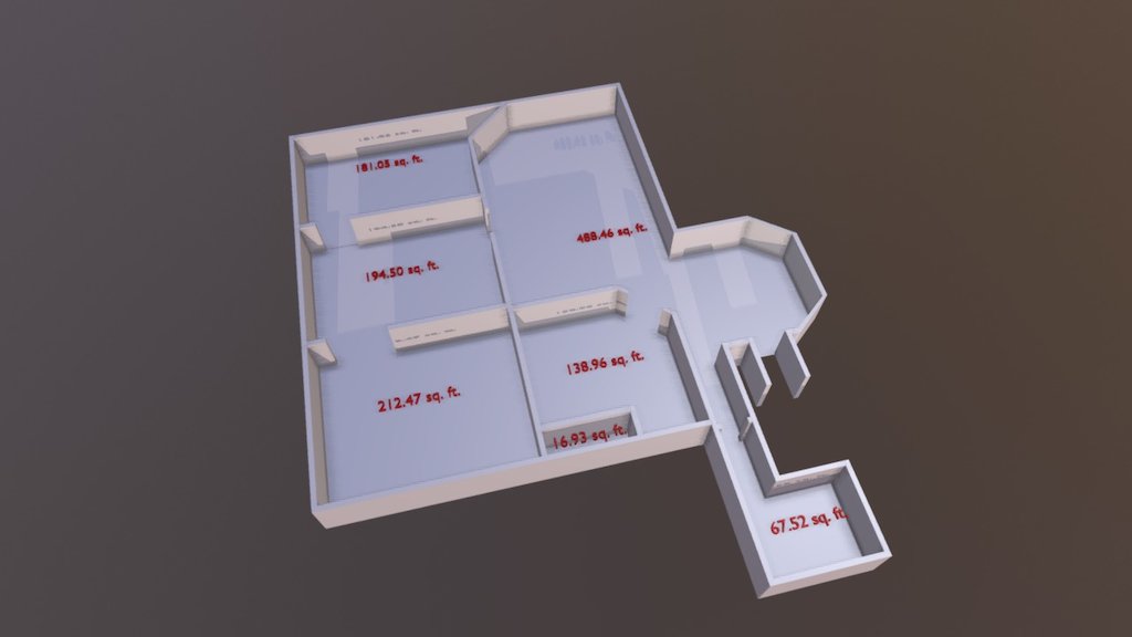 Basement current Layout with Square Footage - 3D model by ...