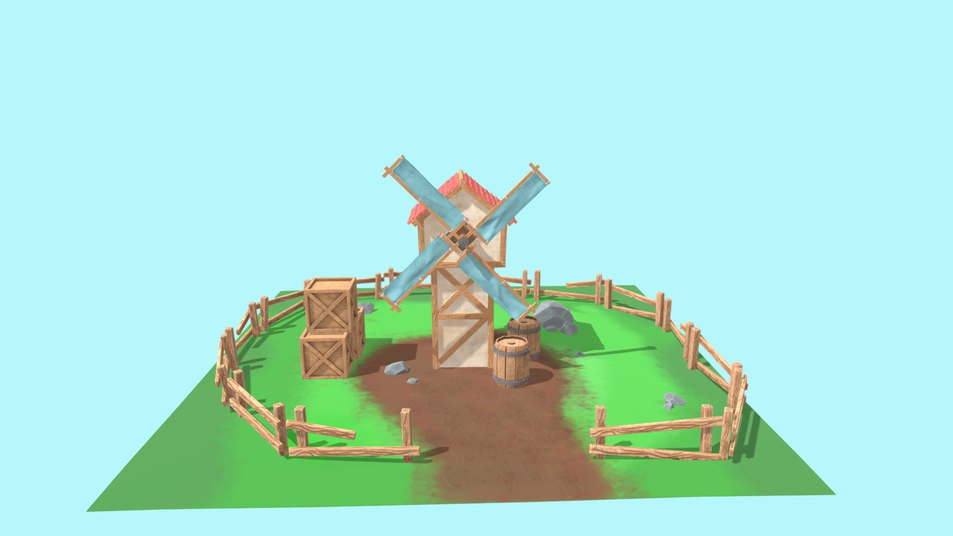 Stylized Windmill Scene - 3D model by agoldstein5 [9393088] - Sketchfab