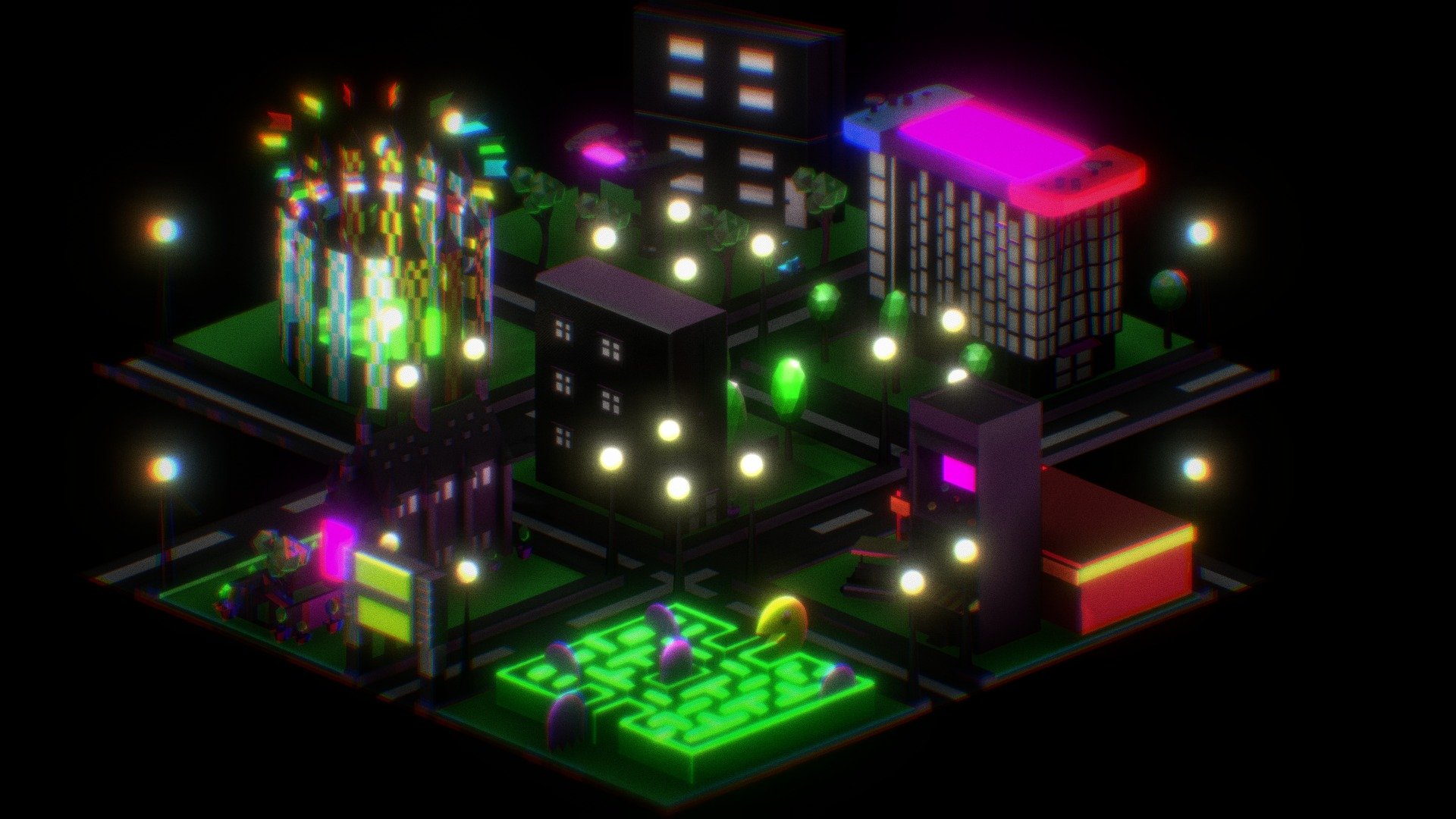 low poly nostalgia videogame city. - 3D model by AmyMurakami [9395d34 ...