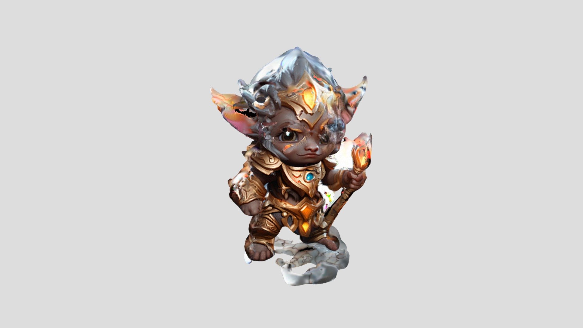 Chibi Character in Gold Armor Holding a Scepter - Download Free 3D ...