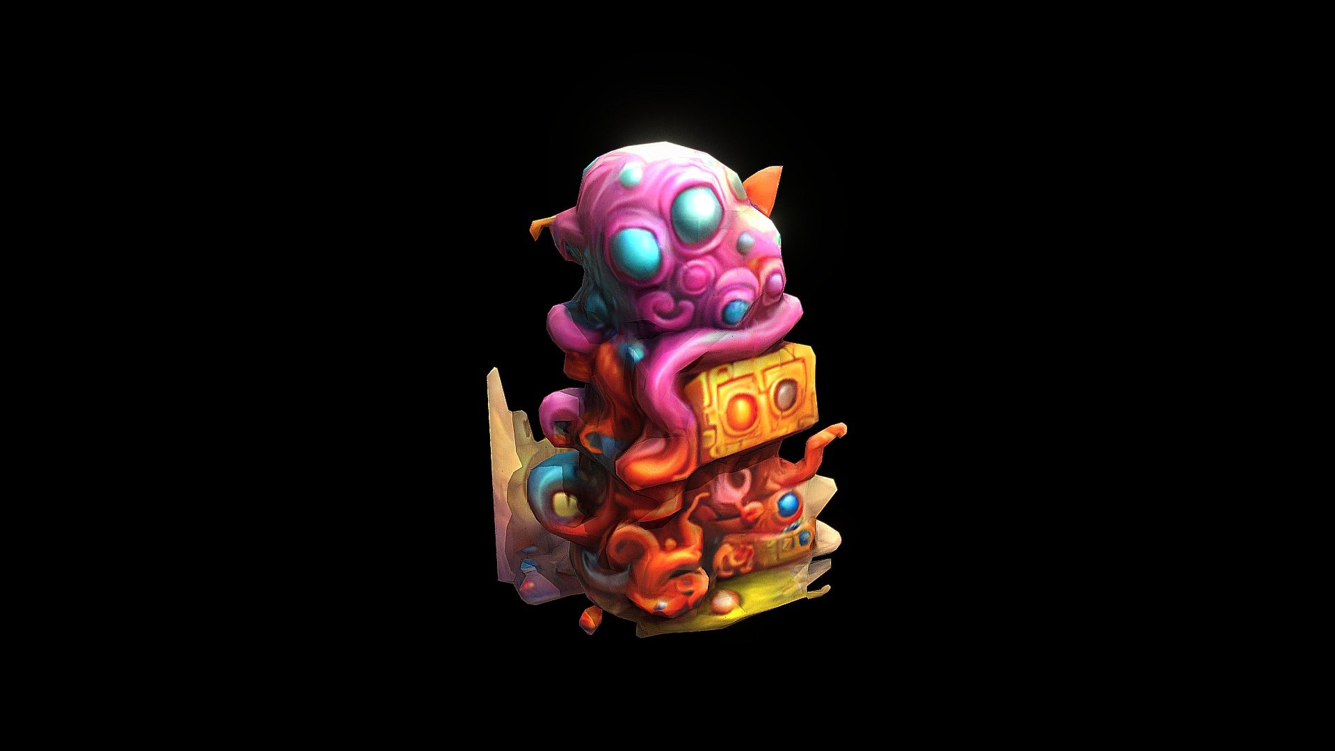 a cartoon drawing of a monster with a box tha - Download Free 3D model ...
