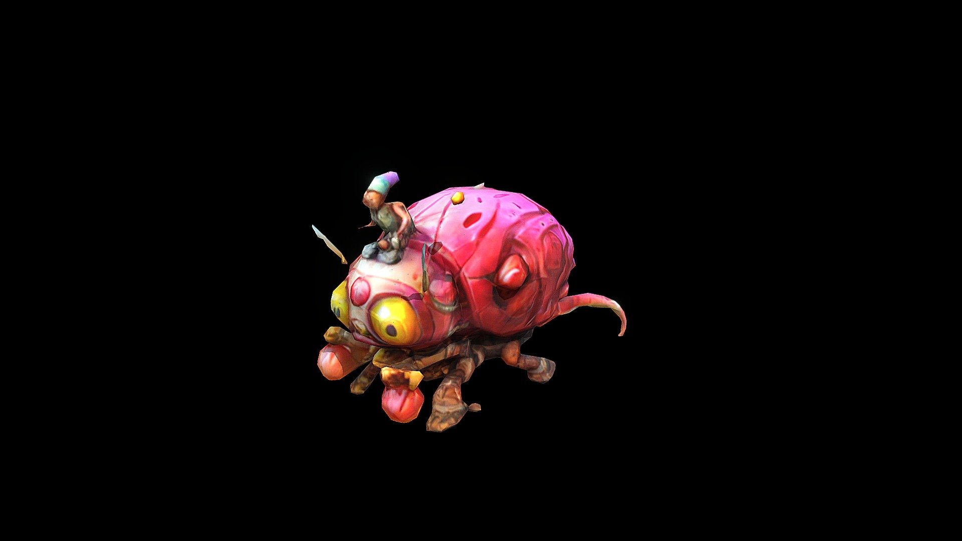 a girl sits on the back of a pink bug - Download Free 3D model by ...