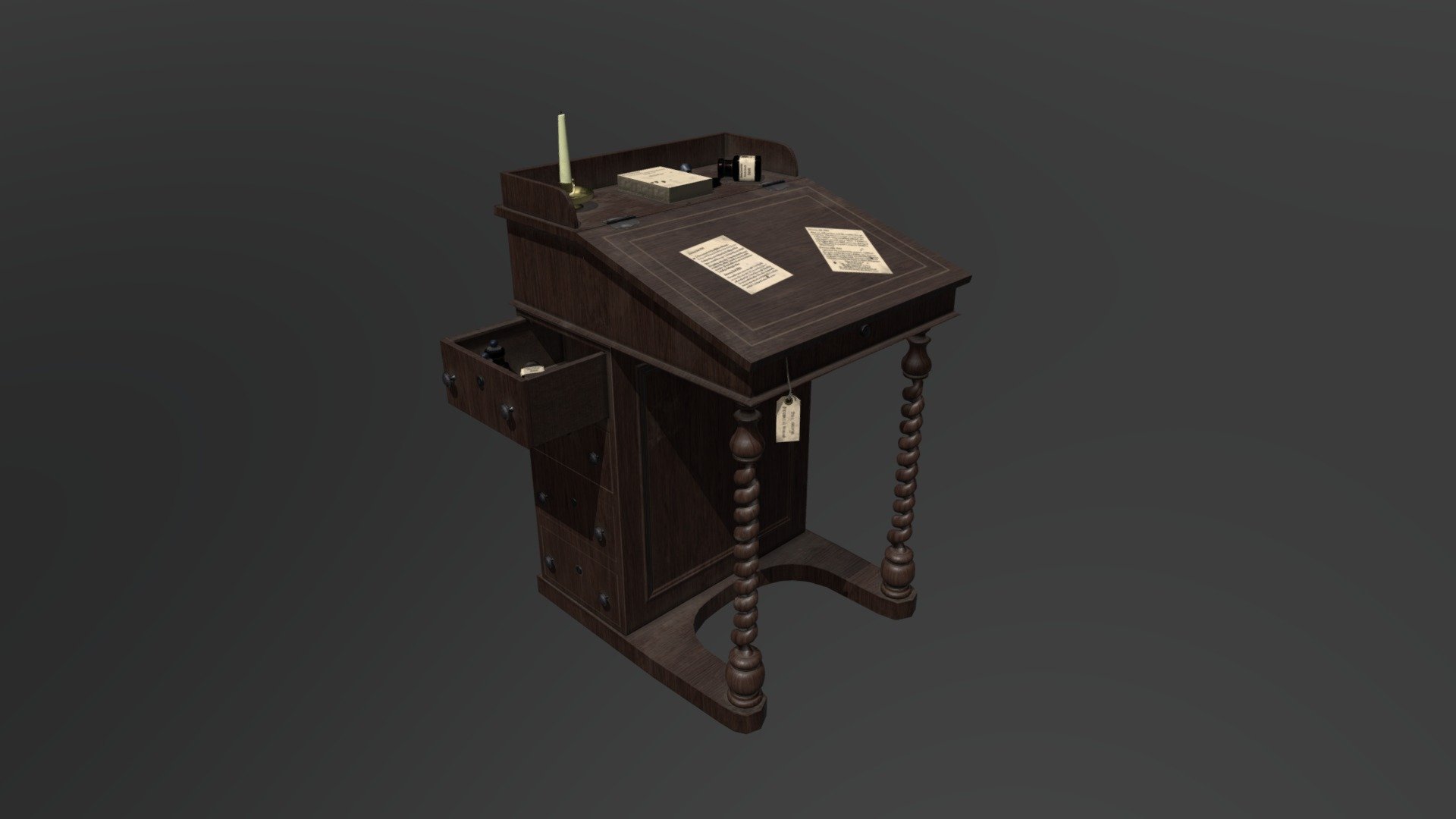 Antique Desk - 3D model by Ll97 [93b2bce] - Sketchfab