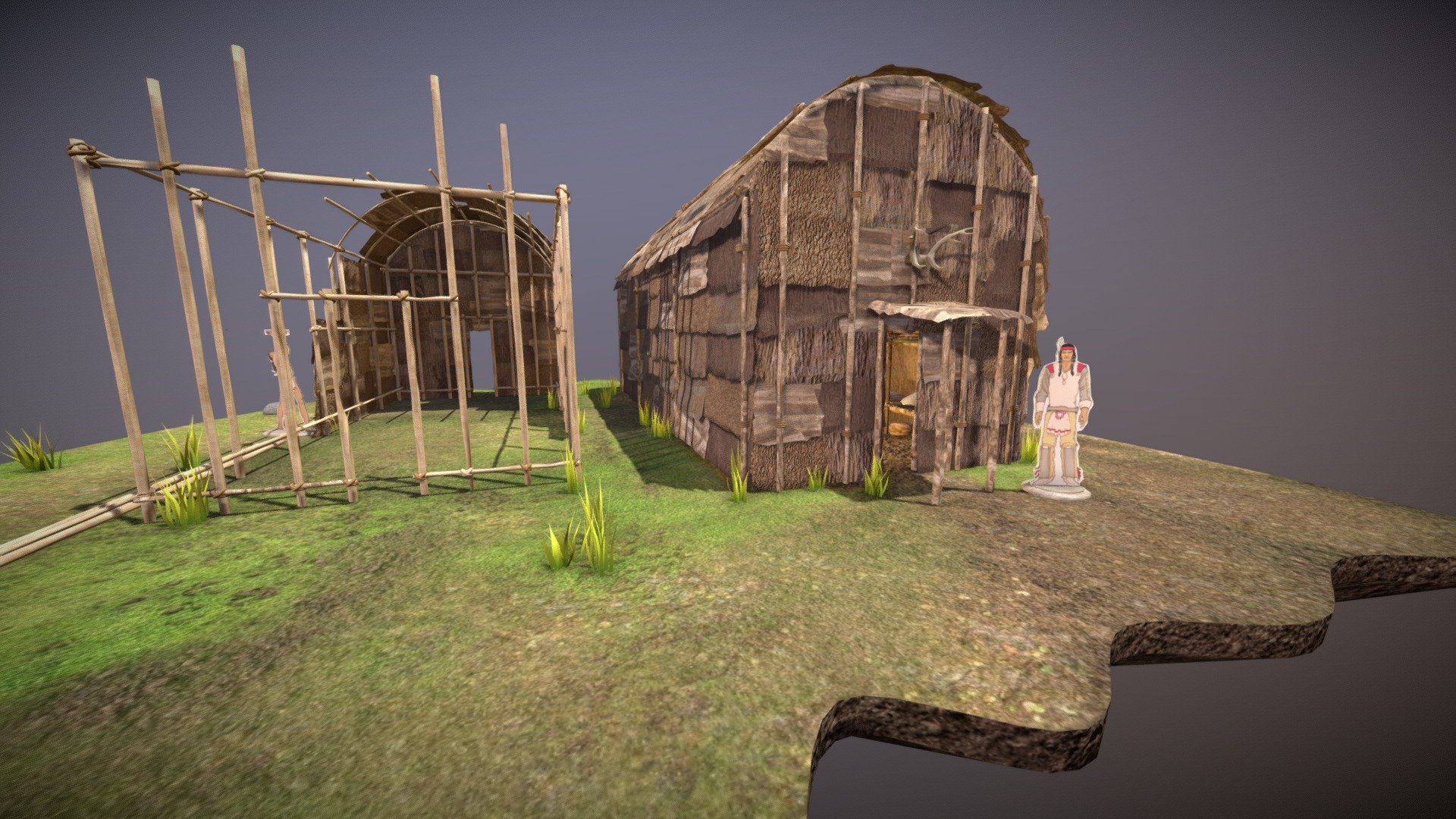 Maison-longue Abénakis - 3D model by NUMERIQ [93b7982] - Sketchfab