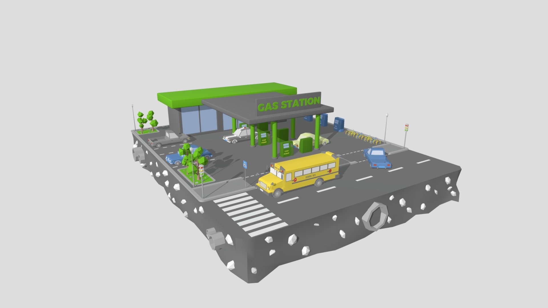 Gas Station Low Poly - 3D model by ruslanmikaielian [93b89d2] - Sketchfab