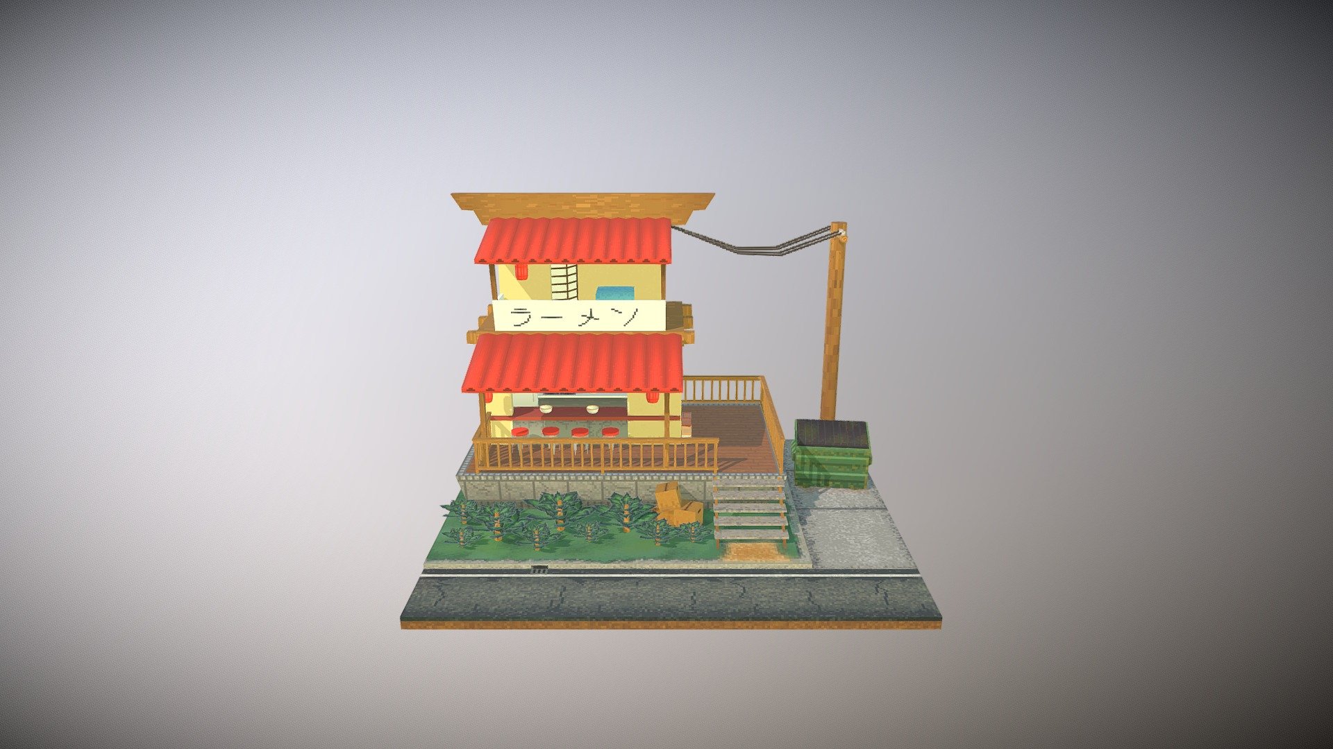 Pixel Art Ramen Shop - 3D model by kosco [93bf003] - Sketchfab