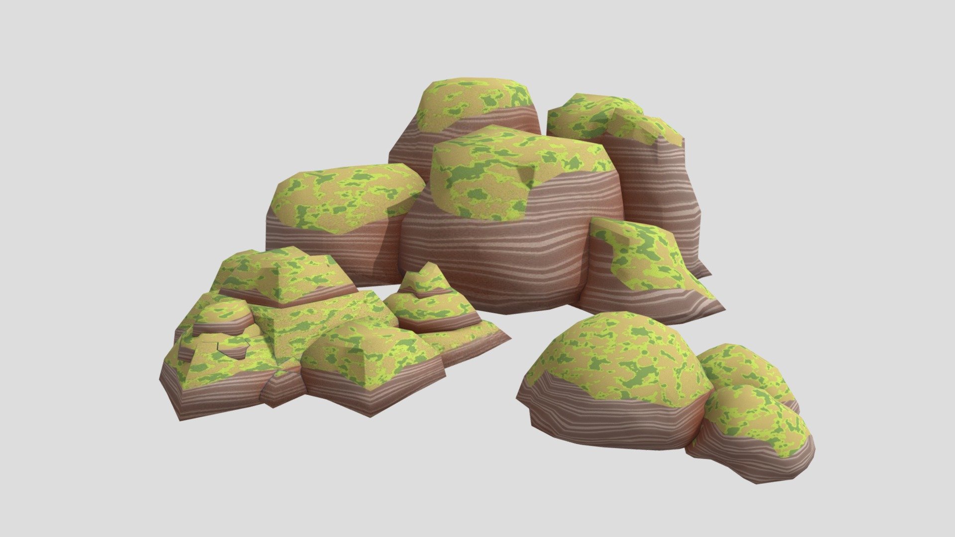 Stylized rocks with grass on top - 3D model by Coaxo [93bf422] - Sketchfab