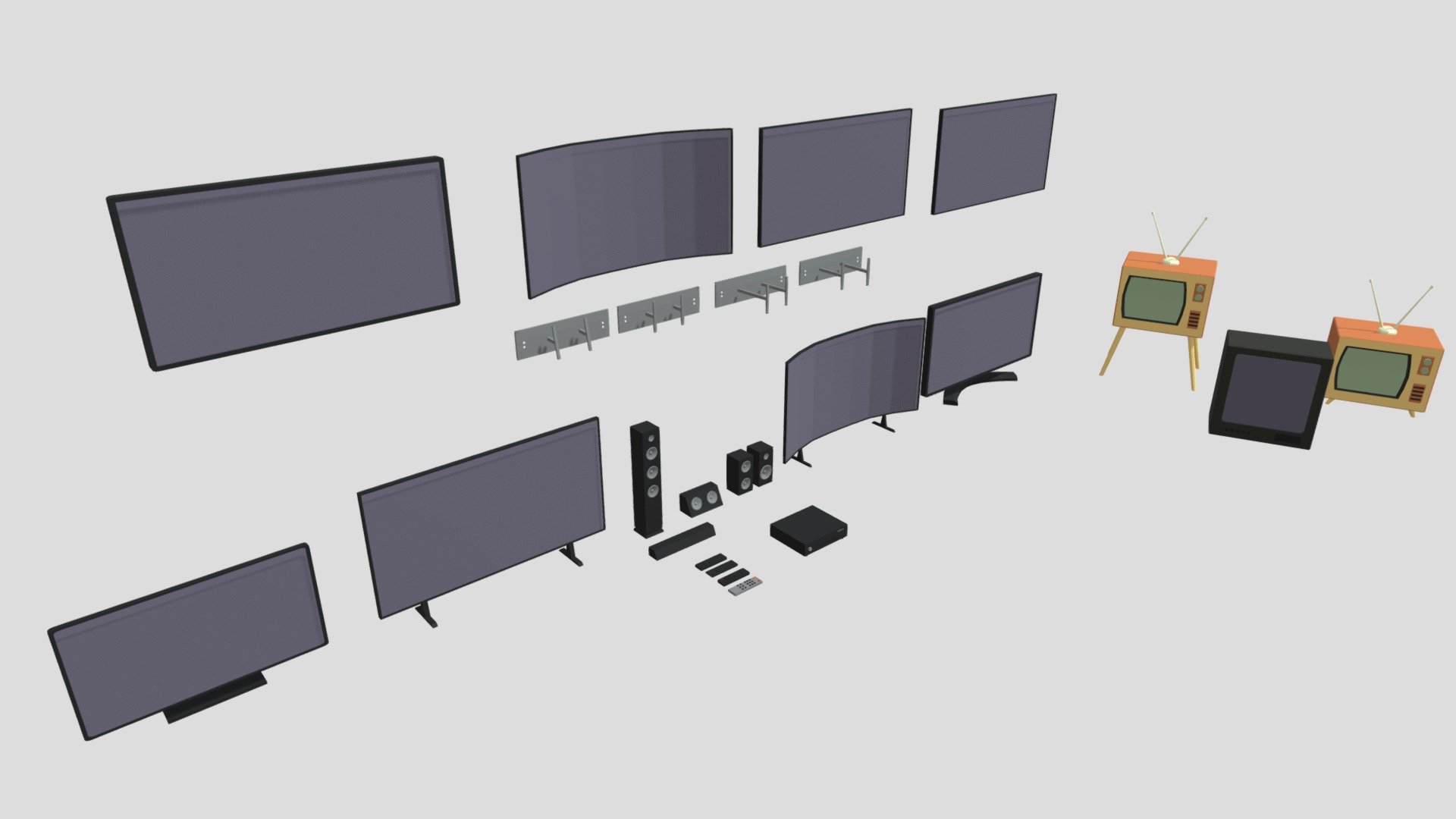 Low Poly - TV Pack - Buy Royalty Free 3D model by ADZiook [93c48d0 ...