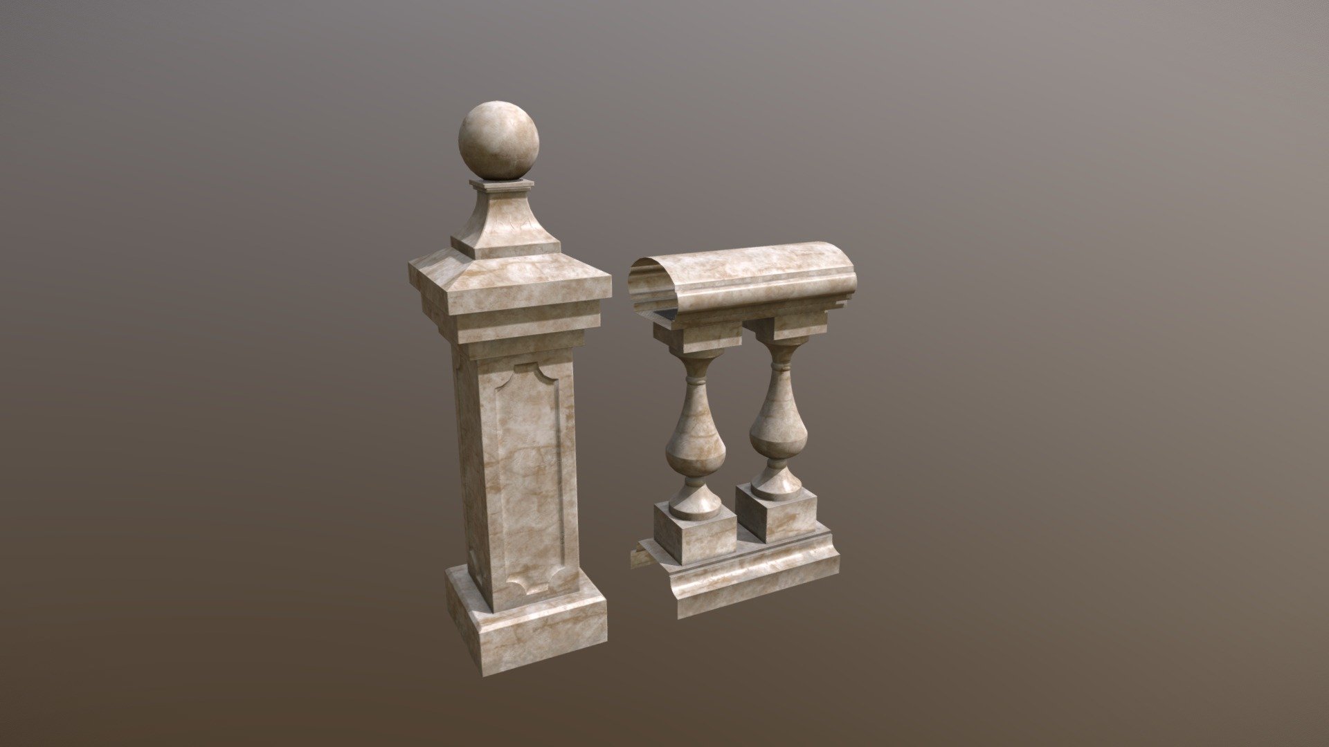 Balustrade - Download Free 3D model by Andrii Kryshtop (@Senetin ...