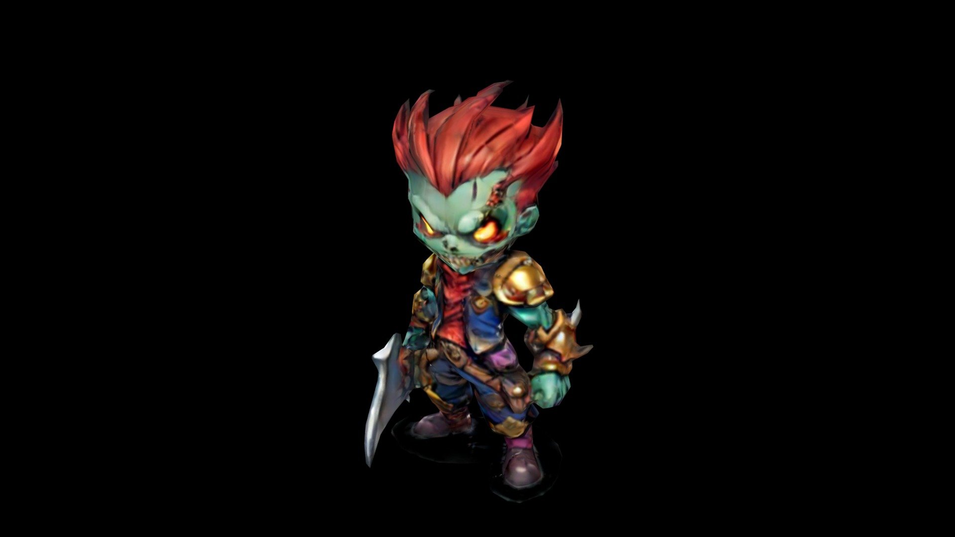 Angry Zombie Boy in Gold and Blue Armour - Download Free 3D model by ...