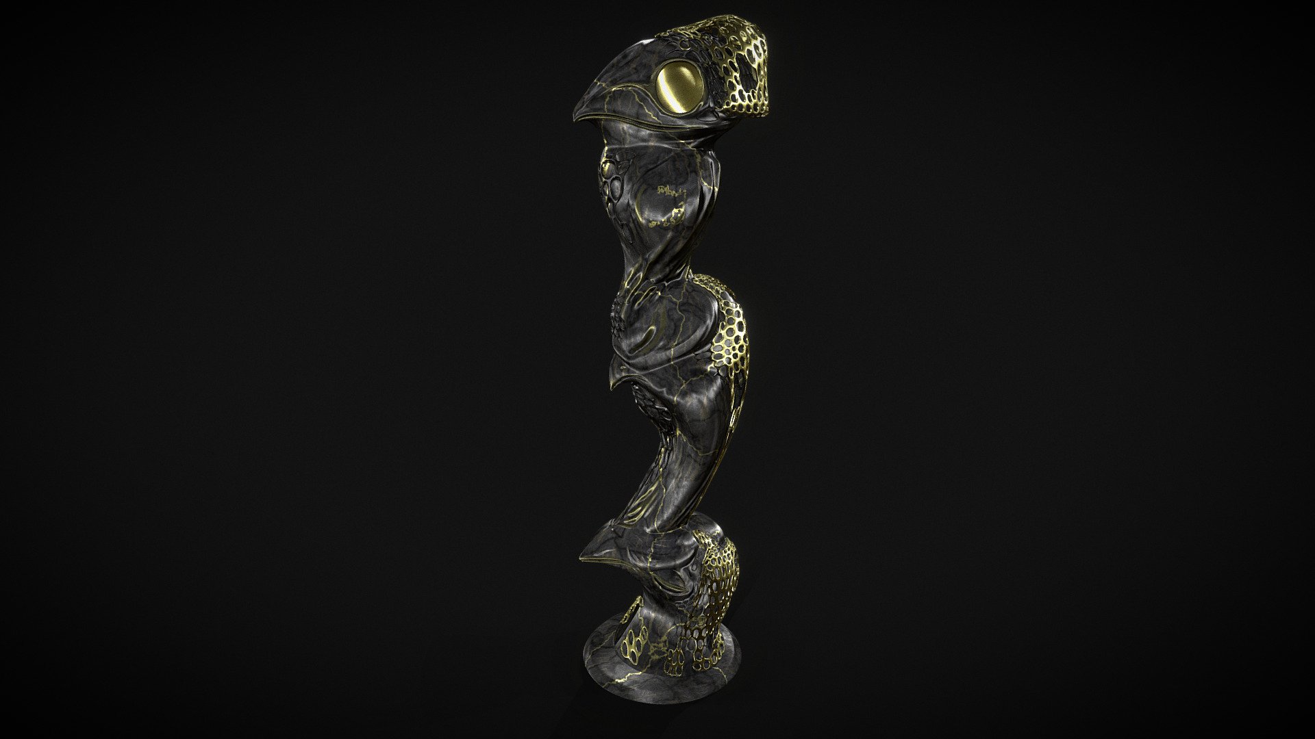Dark Marble & Gold Bird Sculpture - 3D model by mindme [93e133d ...