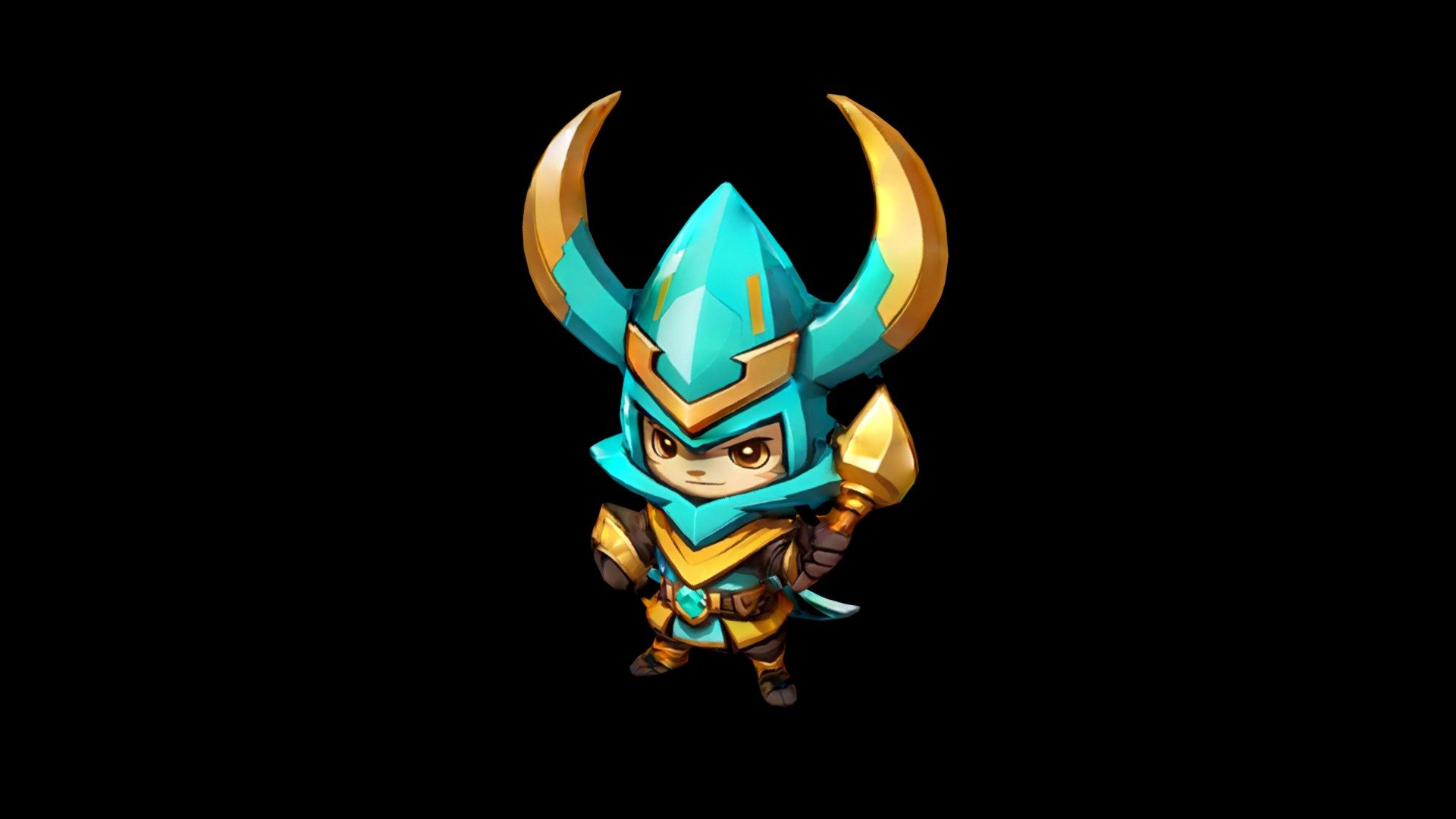 A chibi-style character with blue and gold armor - Download Free 3D ...
