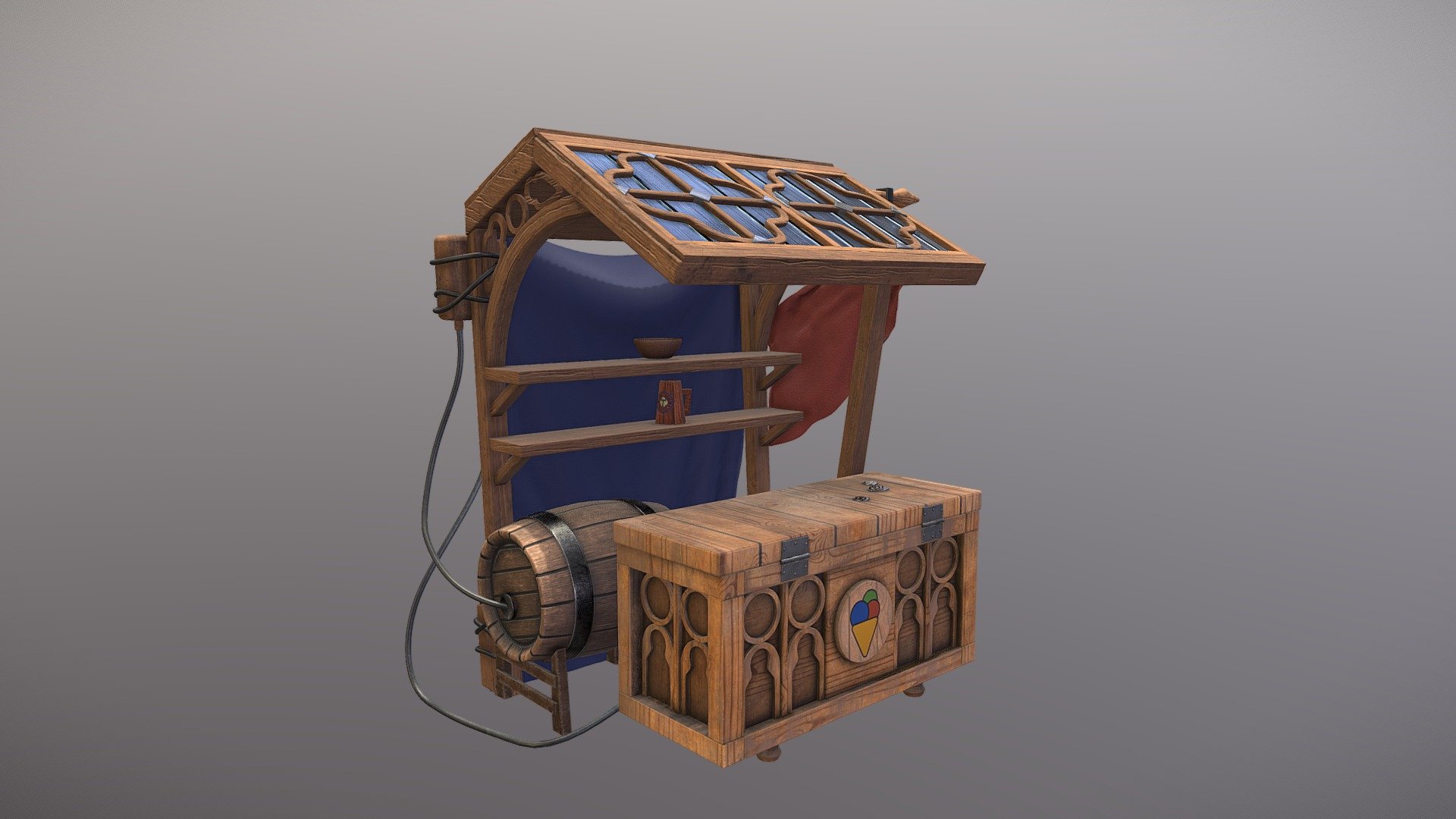 Medieval Ice Cream Stall - Download Free 3D model by chathurya ...