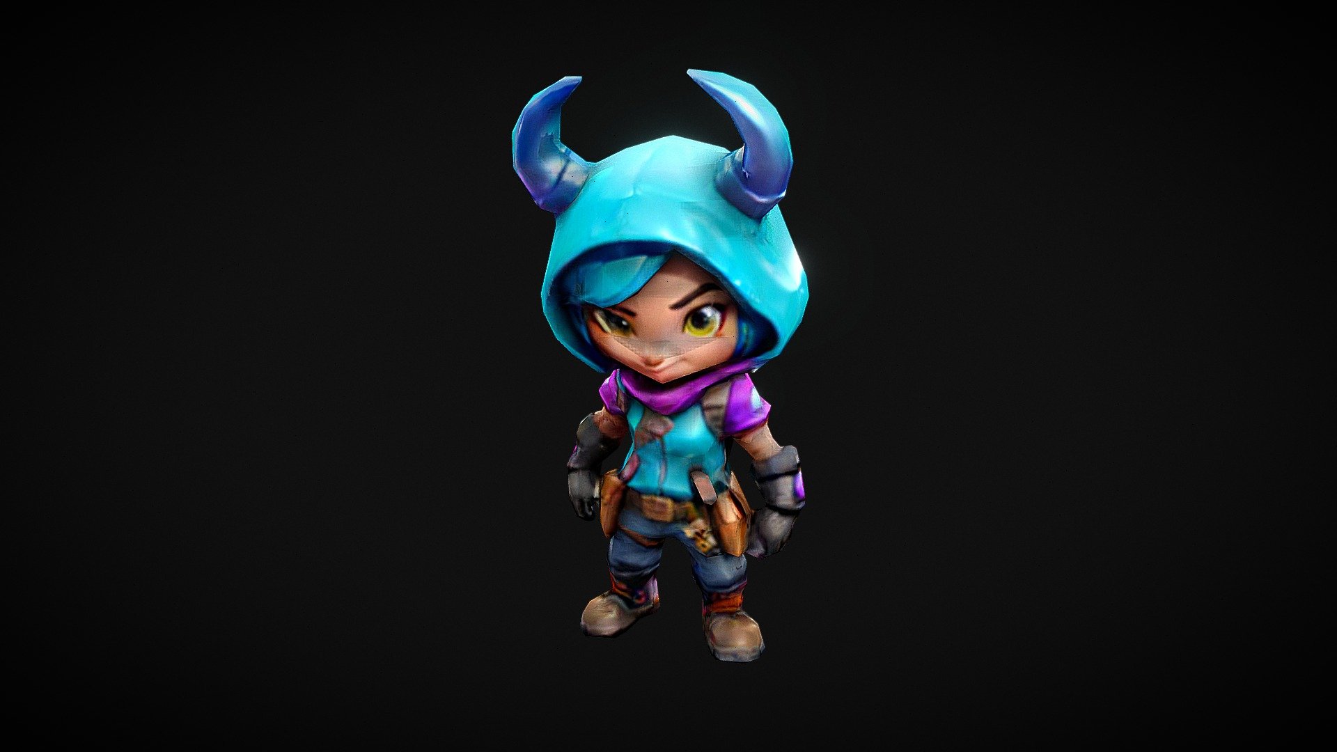 a male video game character with sharp blue horn - Download Free 3D ...