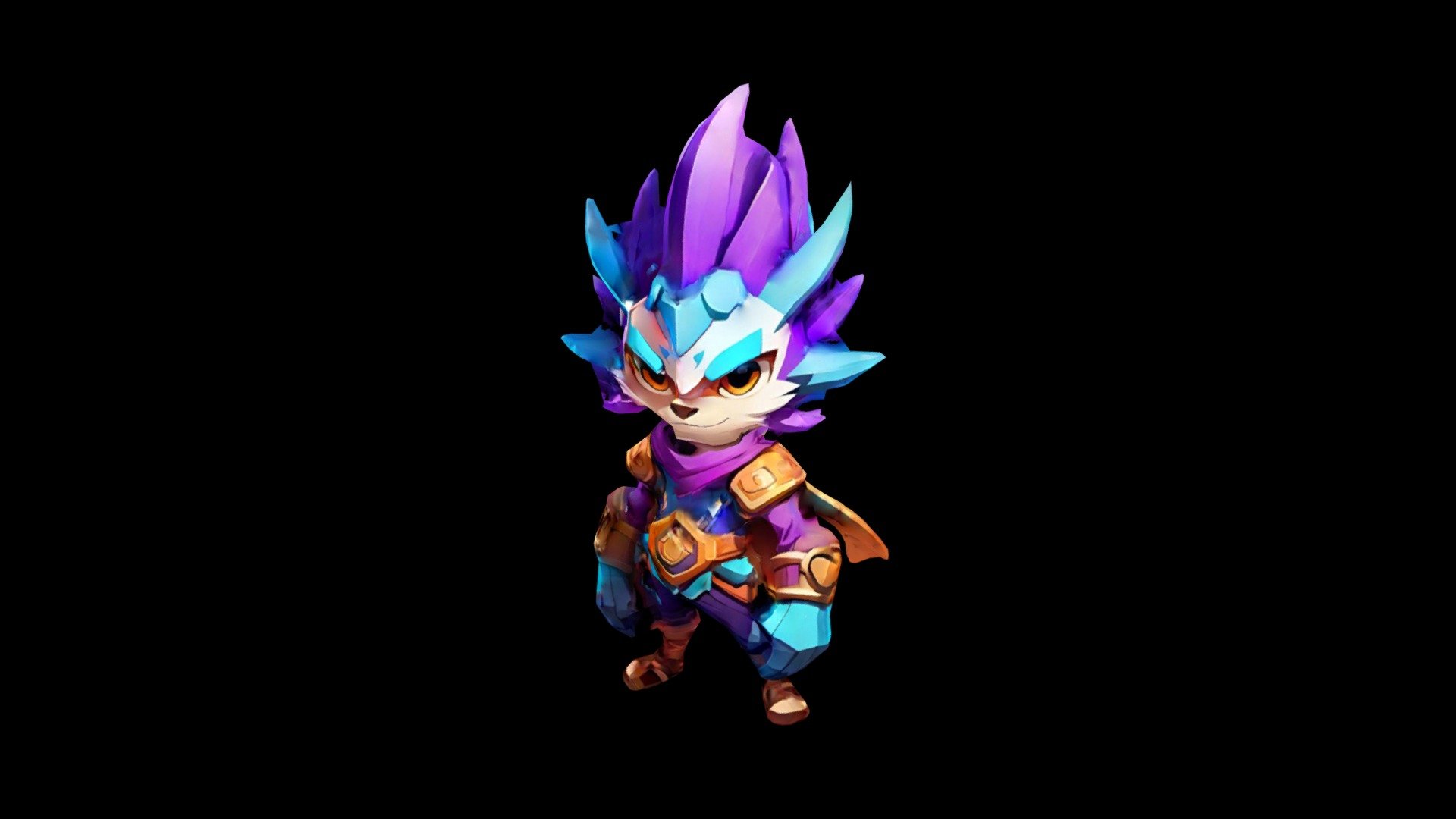 A chibi-style character with purple and blue hai - Download Free 3D ...