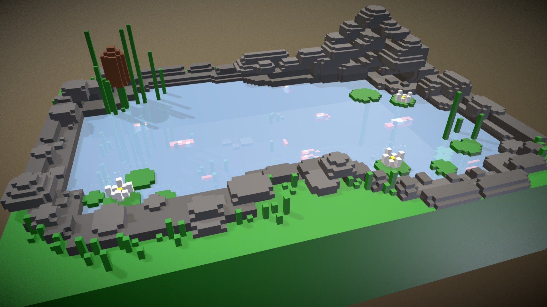 Koi Pond [With Water] - 3D model by Vexel [9454424] - Sketchfab