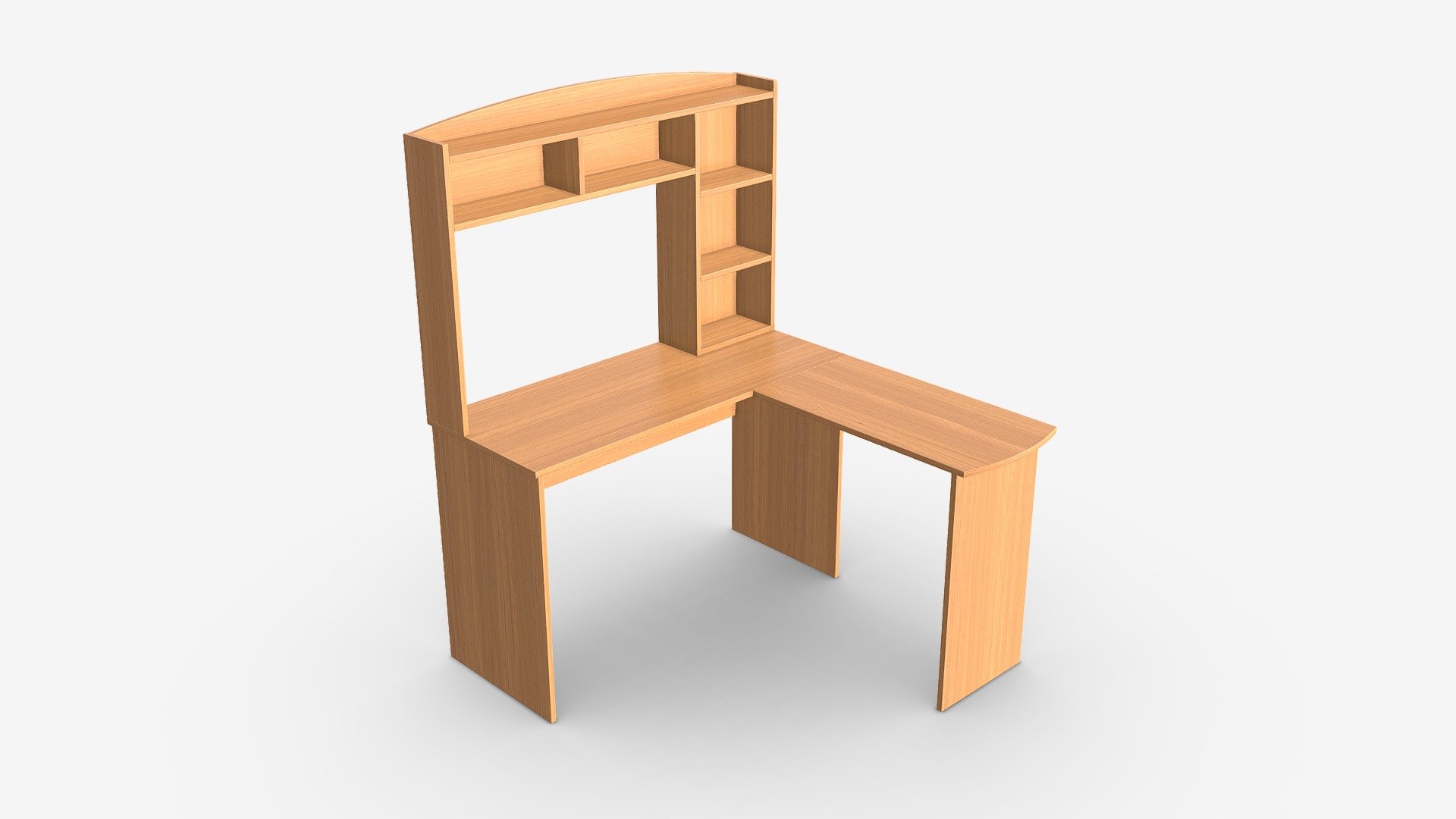 L-shape Computer Desk with Shelf - Buy Royalty Free 3D model by HQ3DMOD ...
