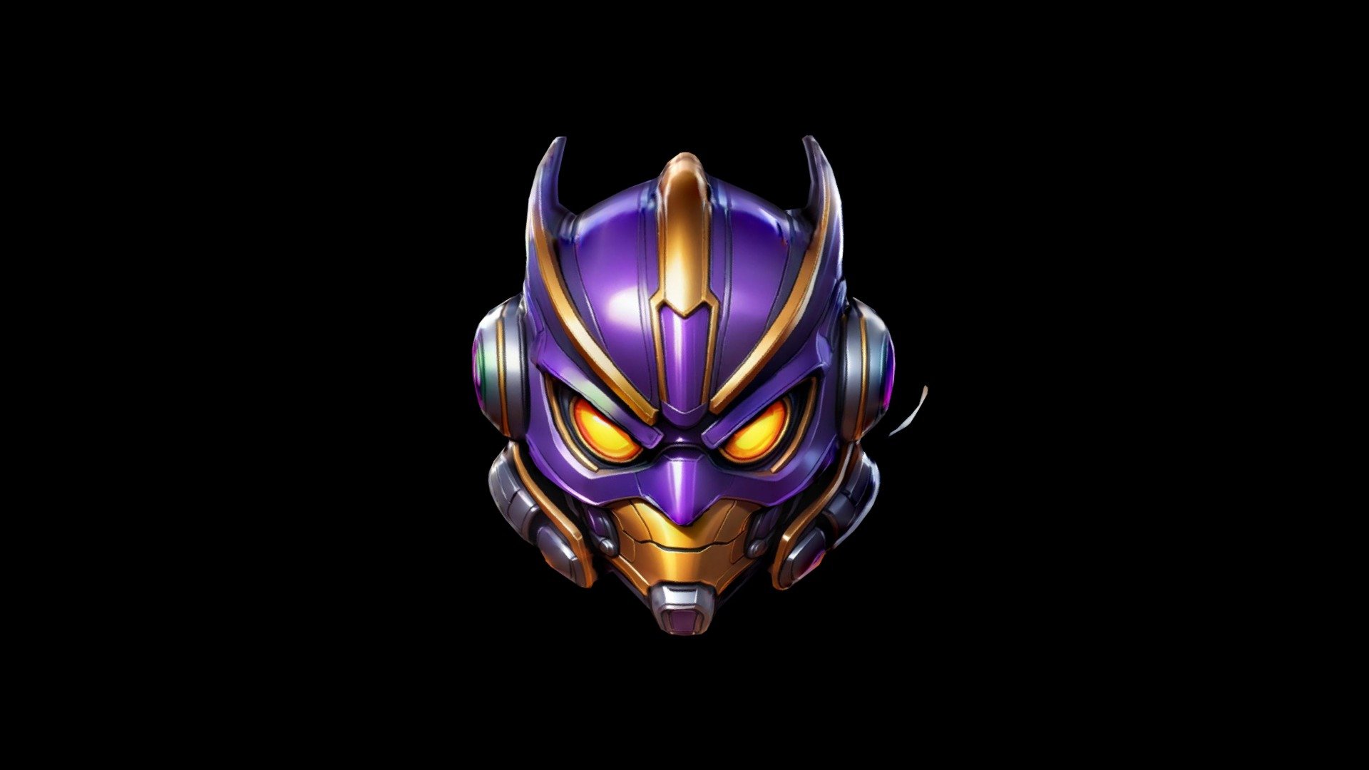 An angry purple robot with glowing orange eyes a - Download Free 3D ...