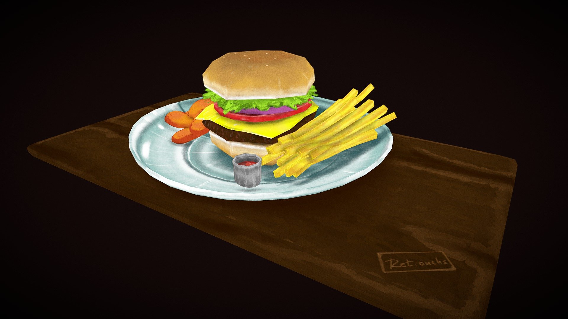 Haindpainted stylized Burger - Download Free 3D model by Ret.ouchs ...