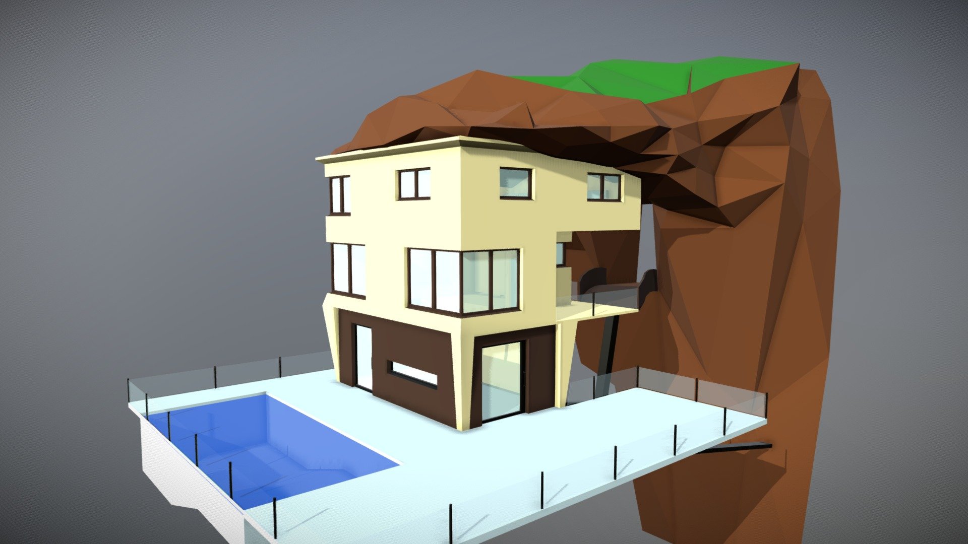 Low Poly Modern House - 3D model by dazzler [9485232] - Sketchfab